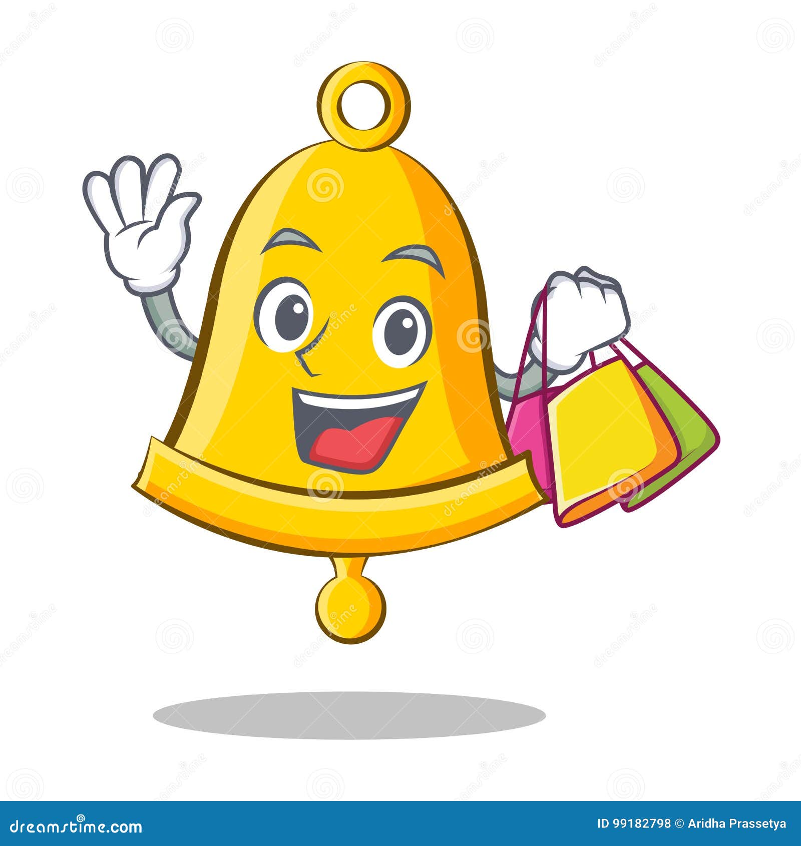 Shopping School Bell Character Cartoon Stock Vector - Illustration of ...
