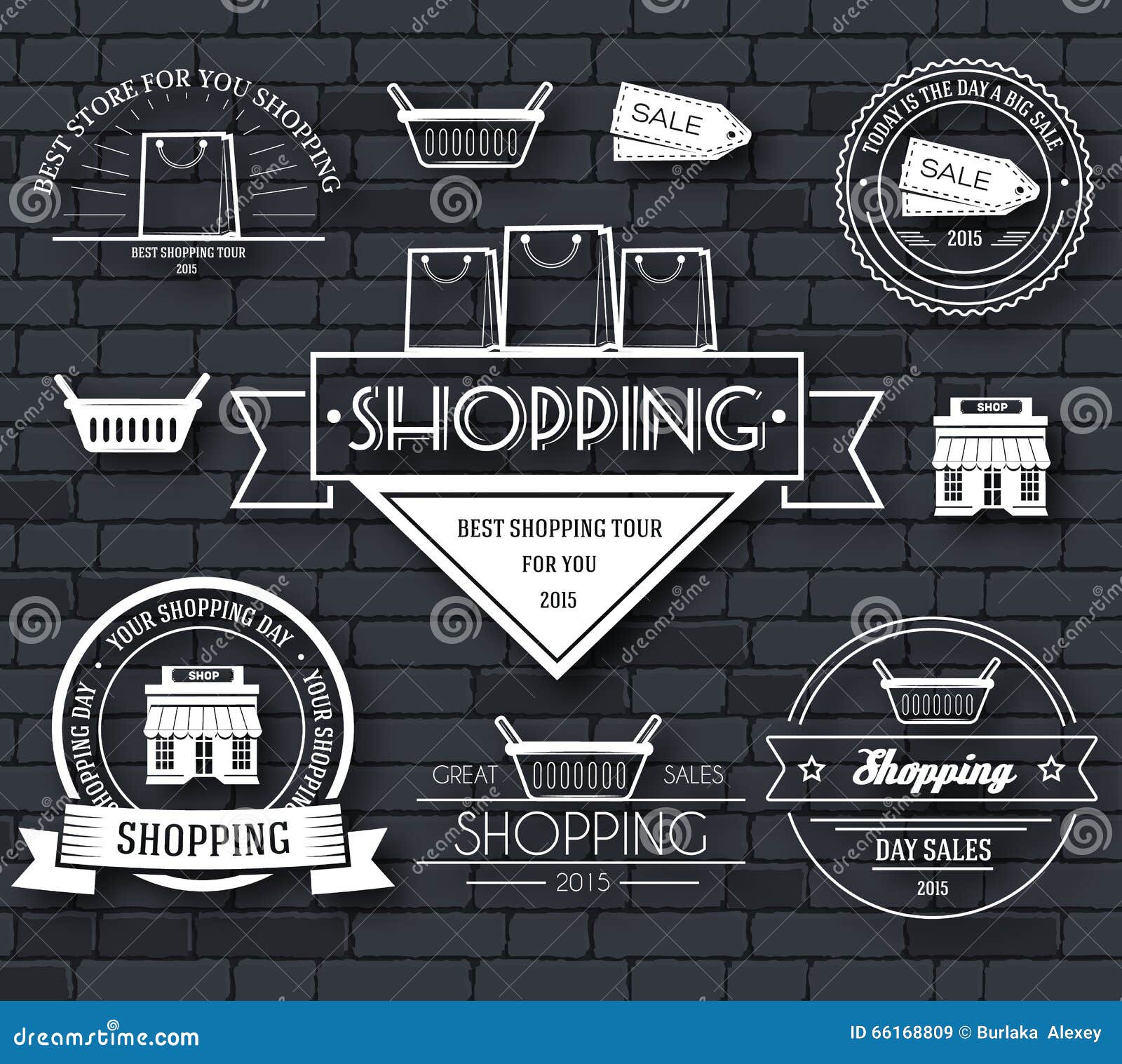 Shopping Set Label Template of Emblem Element for Your Product or ...