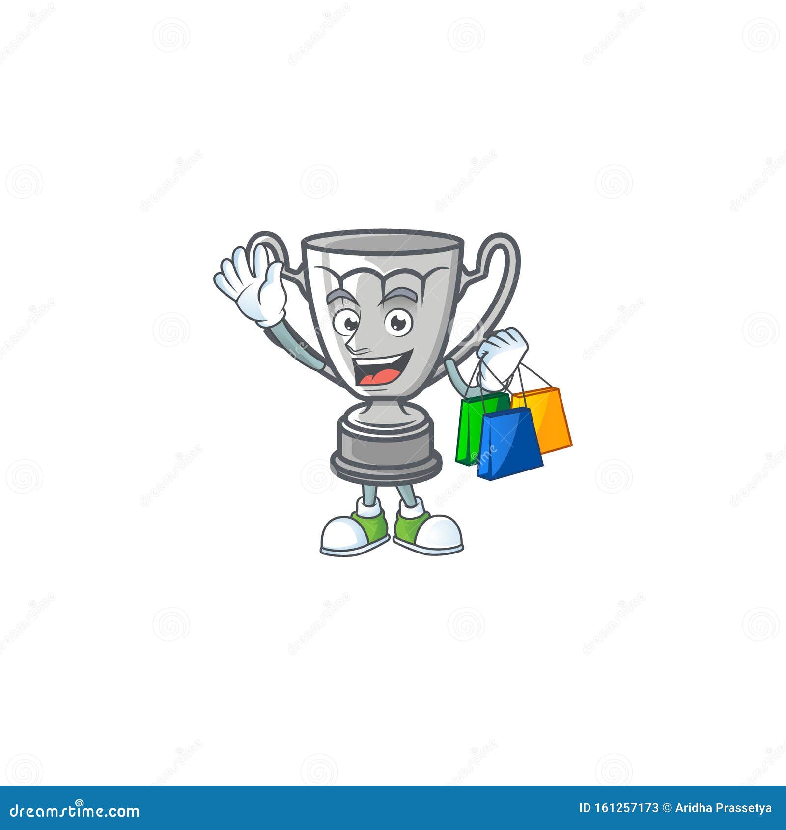 Shopping Silver Trophy with Cartoon Character Shape Stock Vector ...