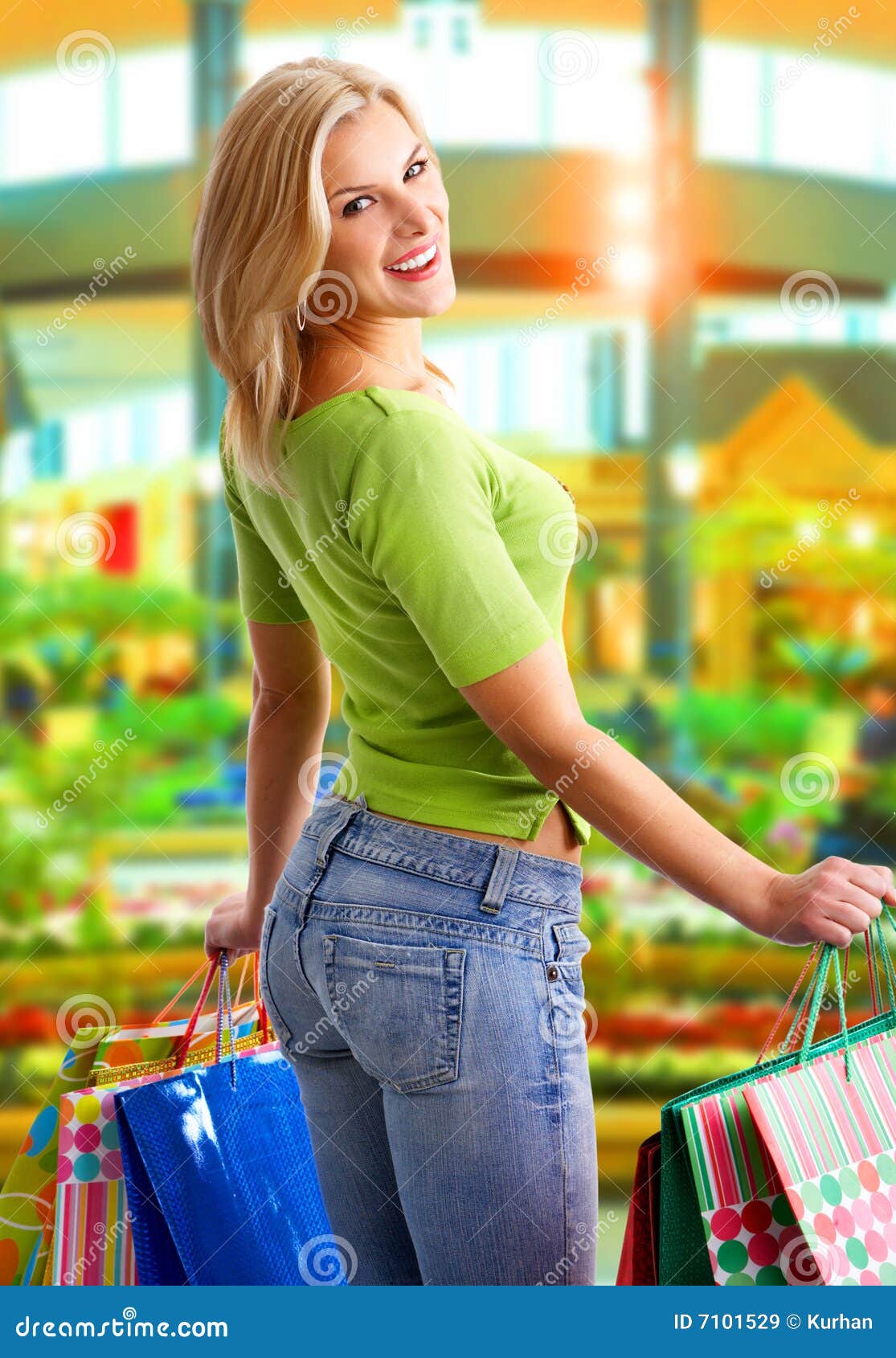 Shopping smiling woman stock image. Image of mall, girl - 7101529