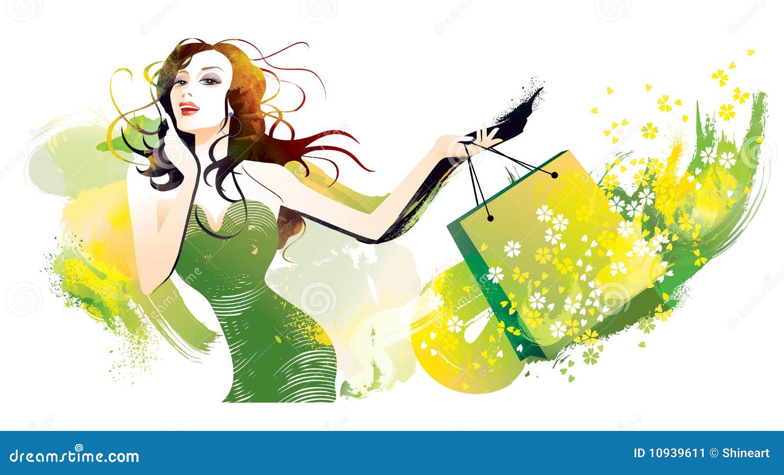 Shopping in Spring stock illustration. Illustration of isolated - 10939611