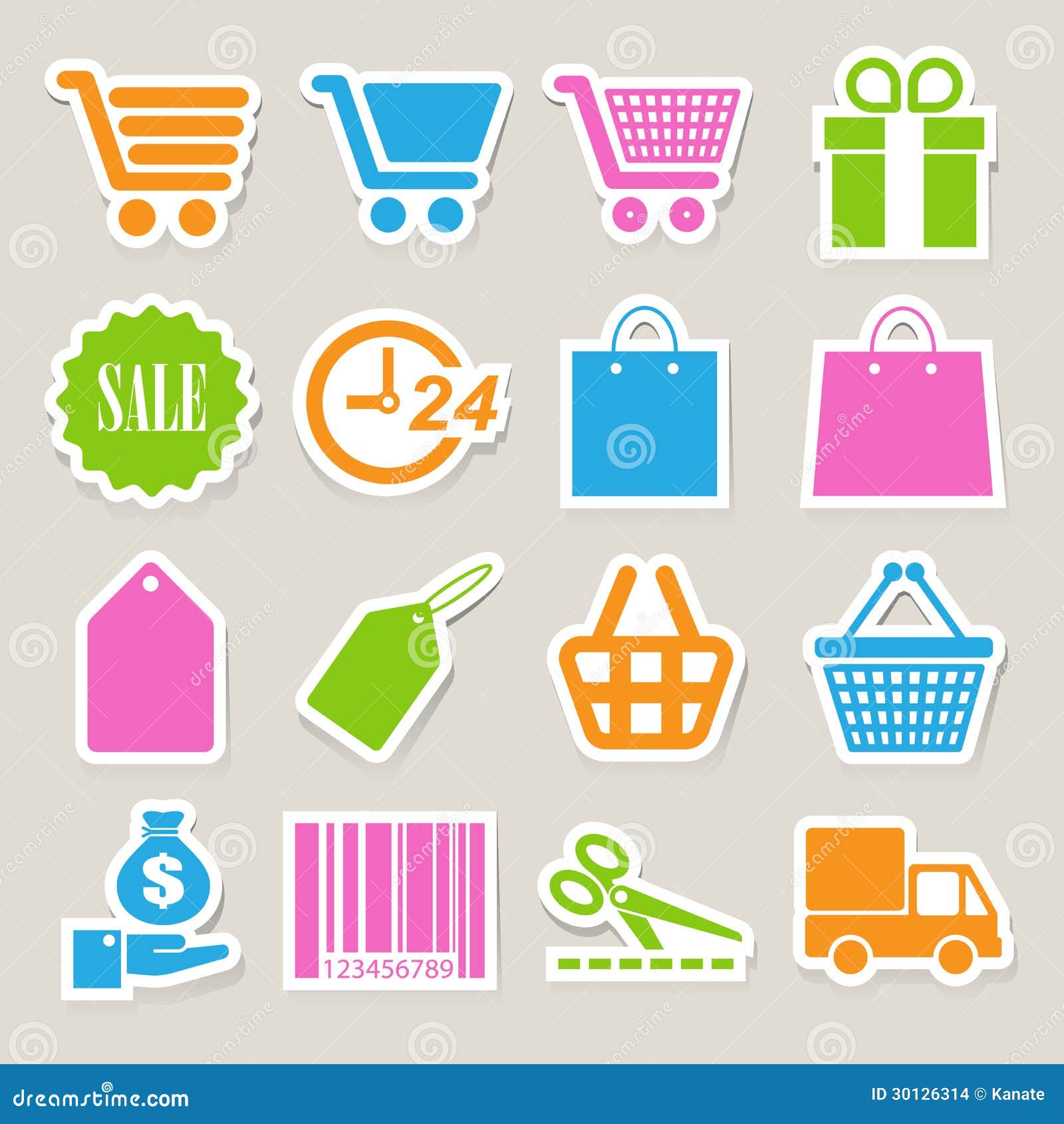 Shopping Sticker Icons Set. Stock Vector - Illustration of idea ...