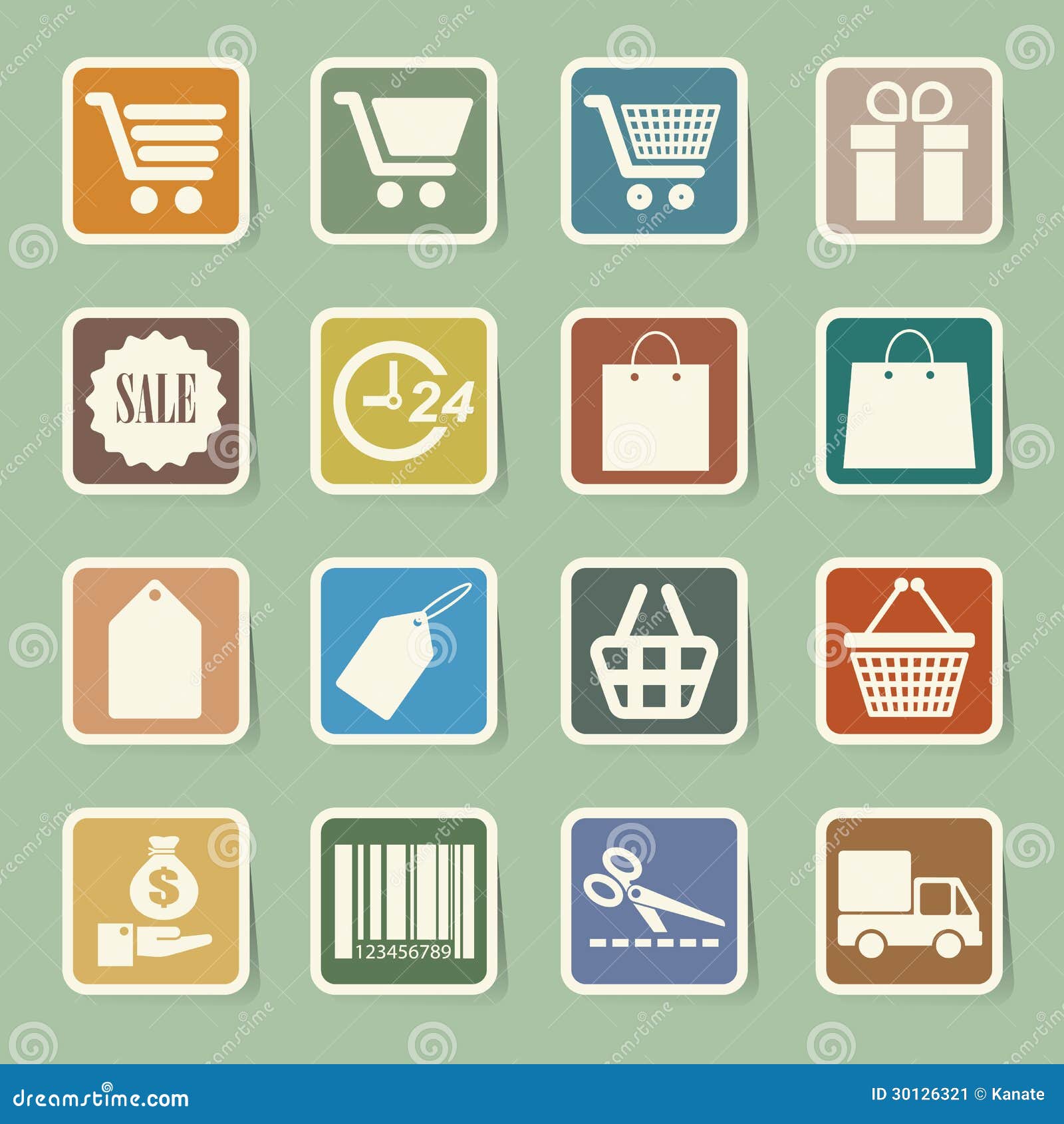 Shopping Sticker Icons Set. Stock Vector - Illustration of document ...