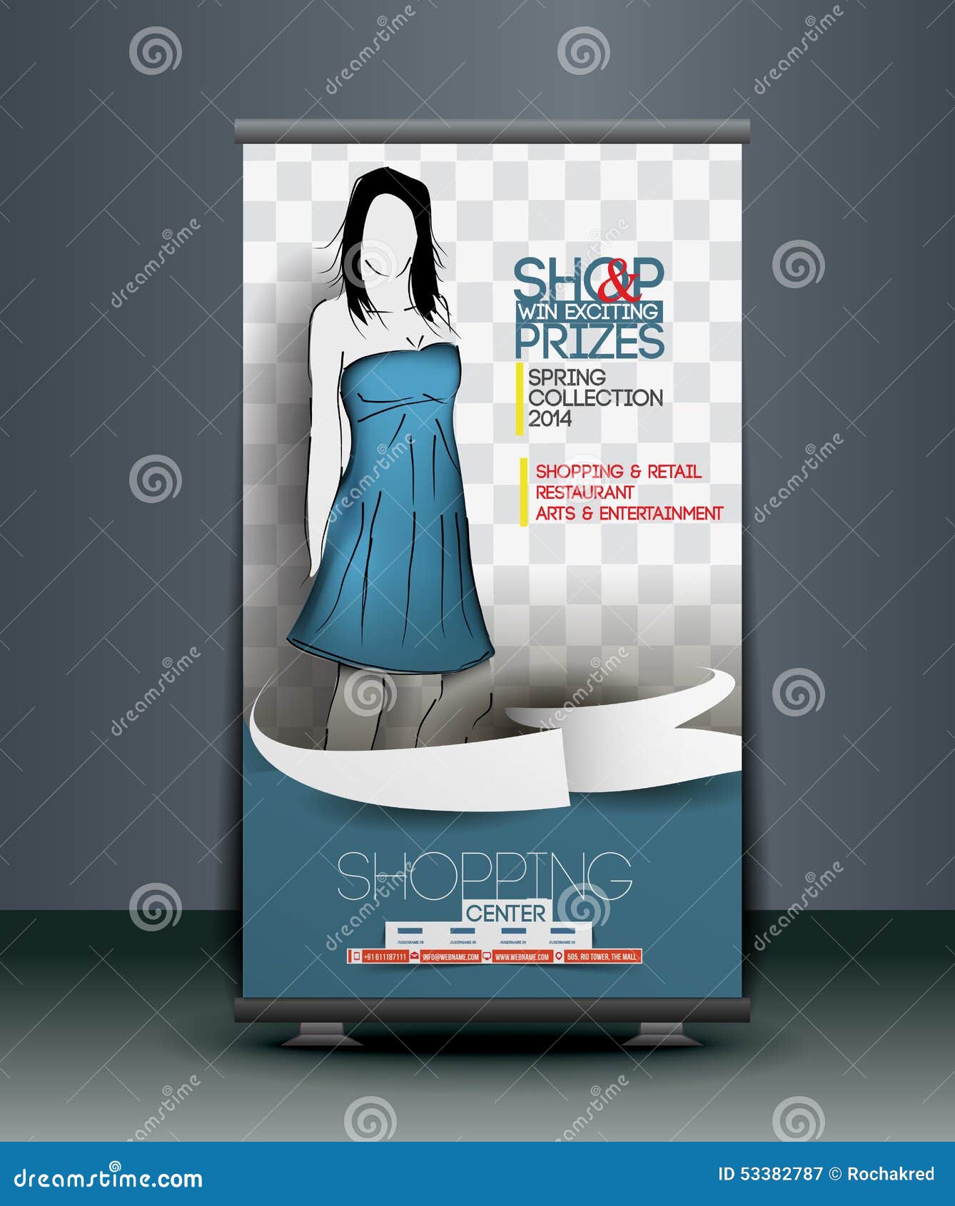 Shopping Store Roll Up Banner Stock Vector - Illustration of character ...