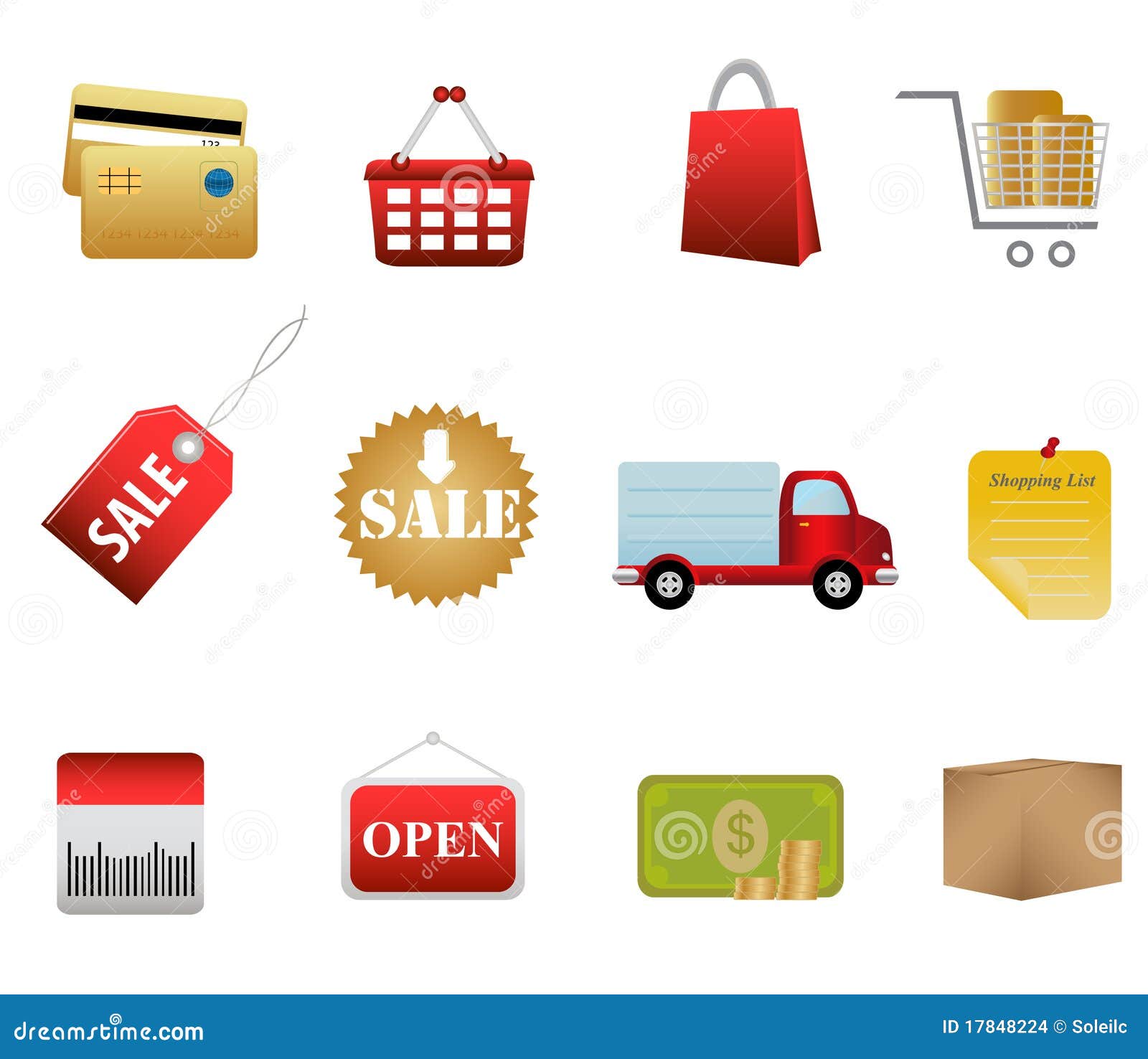 Shopping symbols and icons stock vector. Illustration of sale - 17848224