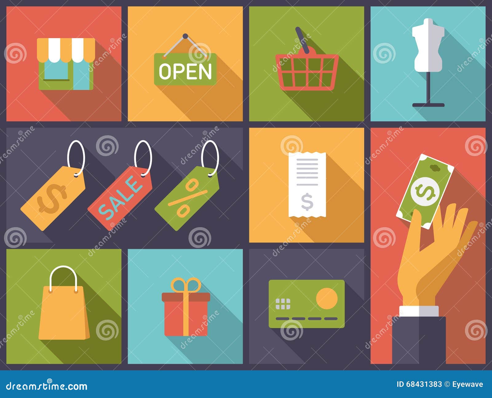 Shopping Symbols Vector Illustration. Stock Vector - Illustration of ...