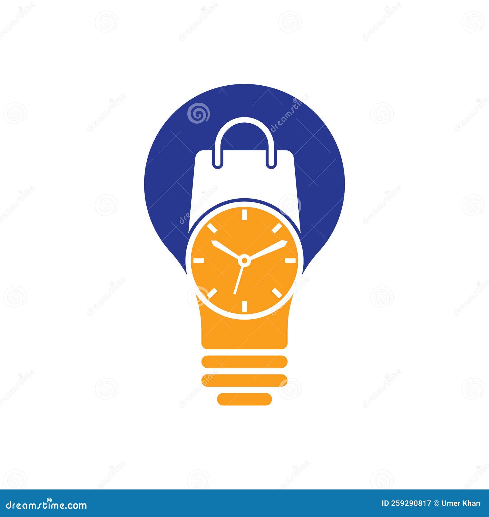 Shopping Time Bulb Shape Concept Vector Logo Stock Vector ...
