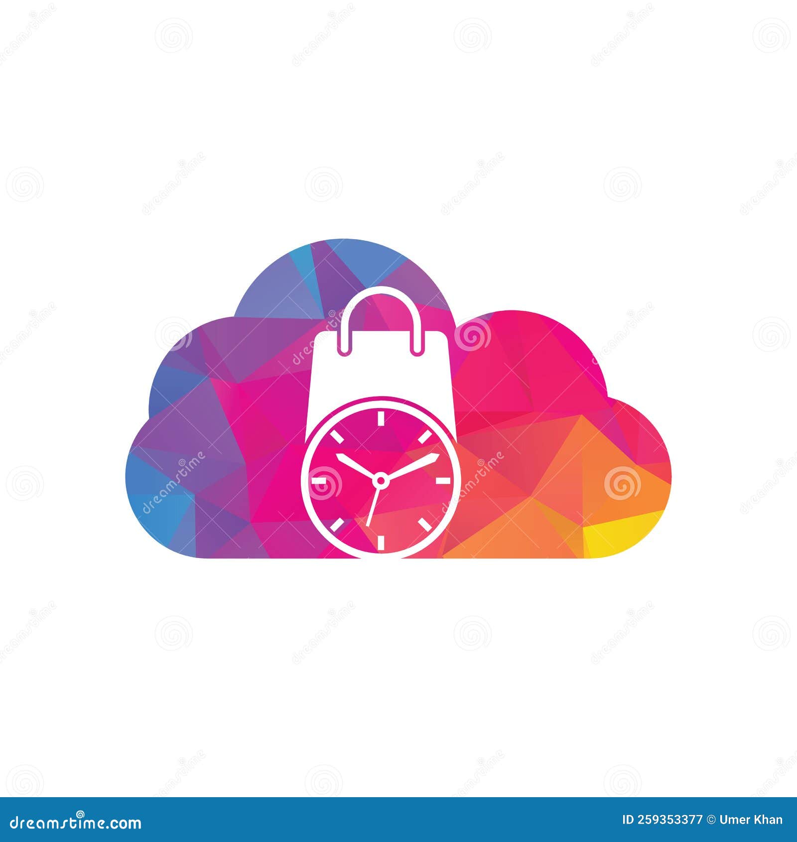 Shopping Time Cloud Shape Concept Vector Logo Design Stock Vector ...