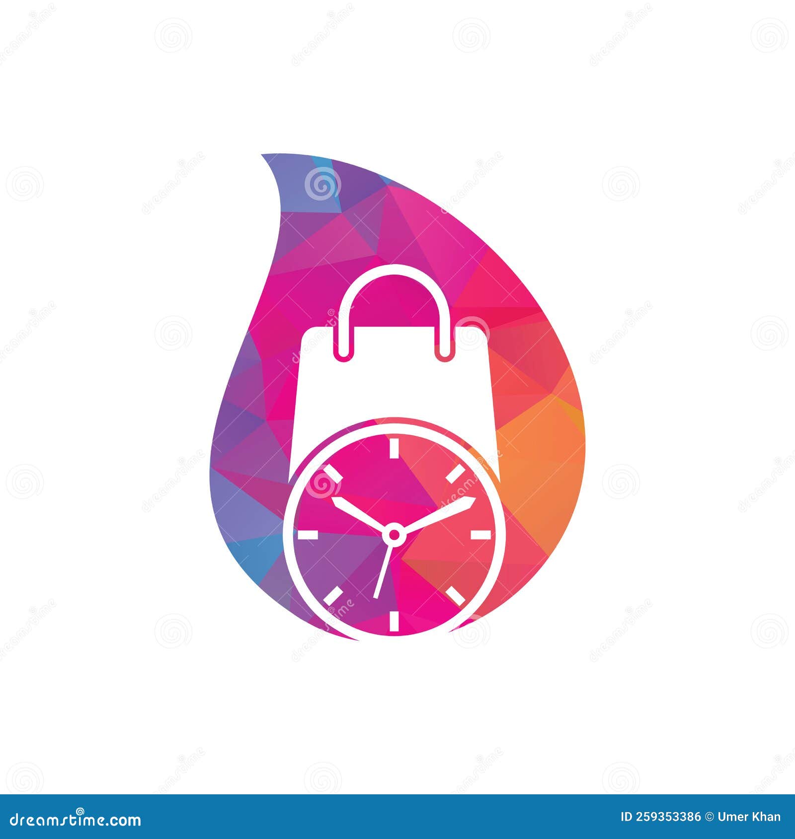 Shopping Time Drop Shape Concept Vector Logo Design Stock Vector ...