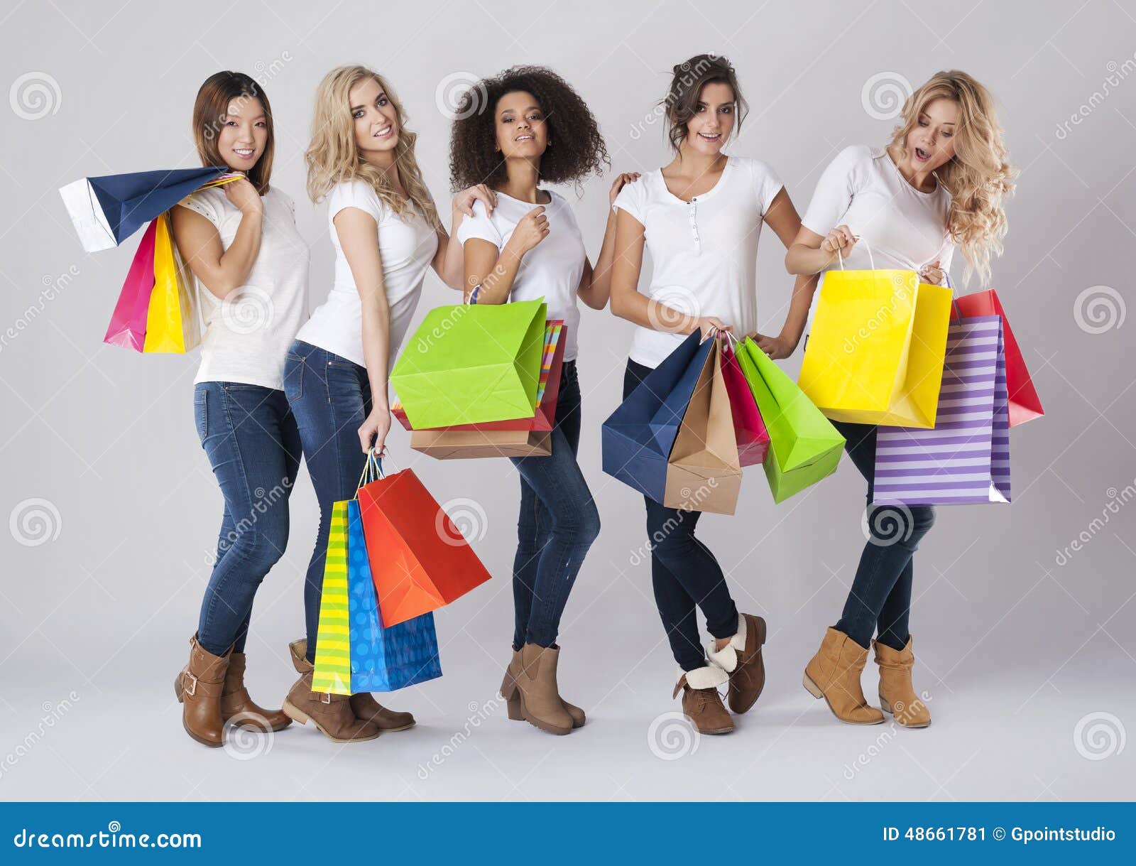 Shopping time! stock image. Image of friendship, brown - 48661781