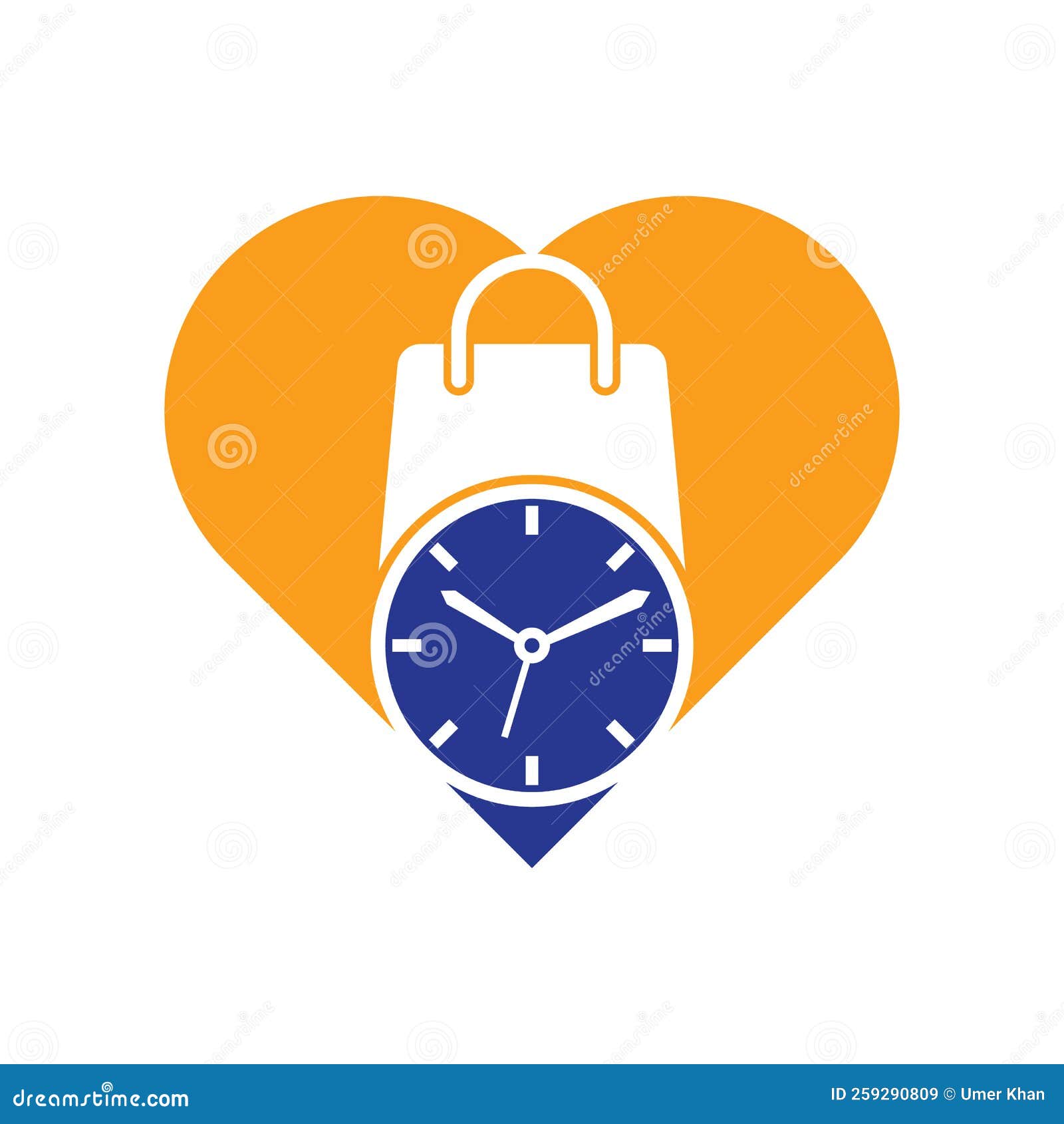 Shopping Time Heart Shape Concept Vector Logo Stock Vector ...