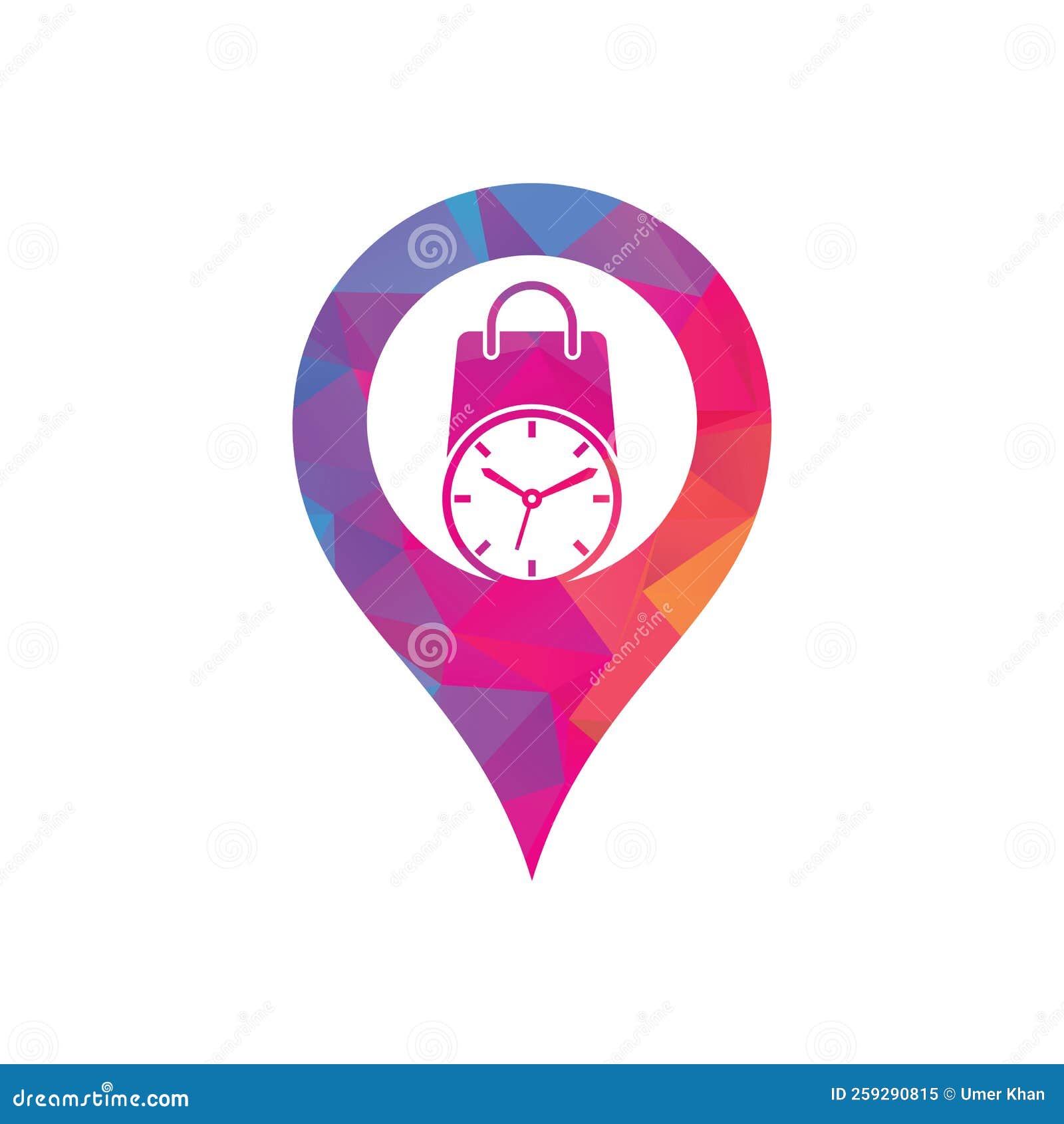 Shopping Time Map Pin Shape Concept Vector Logo Stock Vector ...