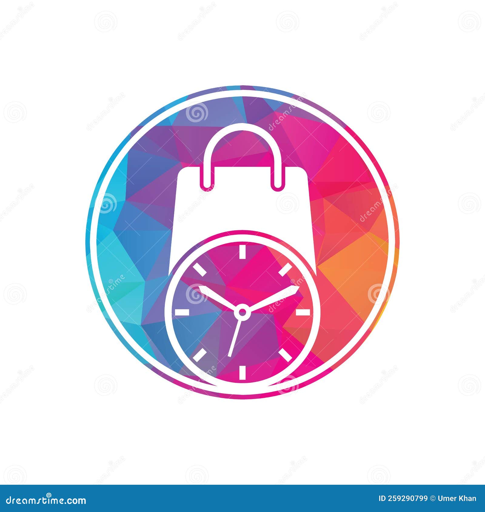 Shopping Time Vector Logo Design Icon. Stock Illustration ...