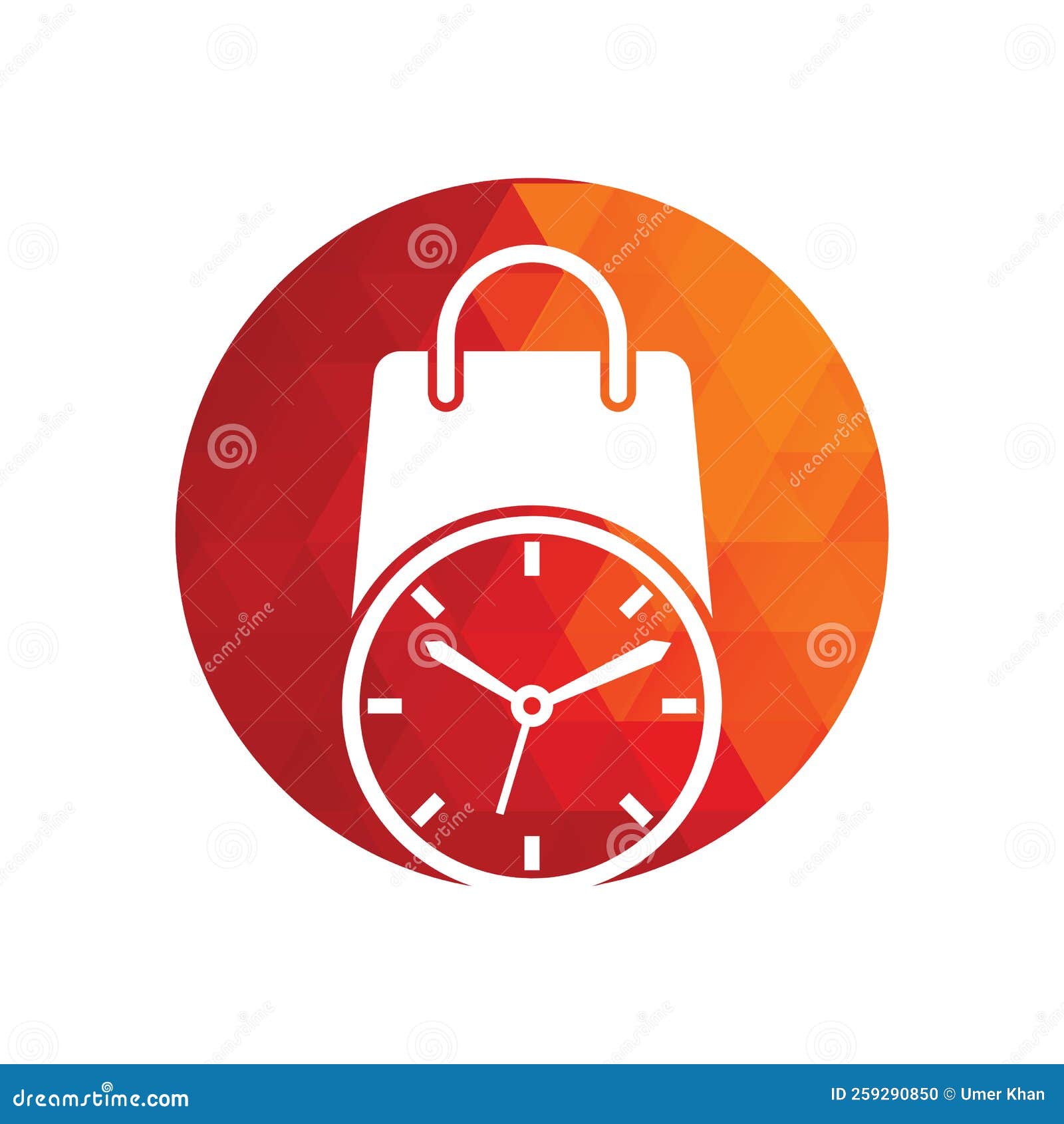 Shopping Time Vector Logo Design Icon. Stock Vector - Illustration of ...