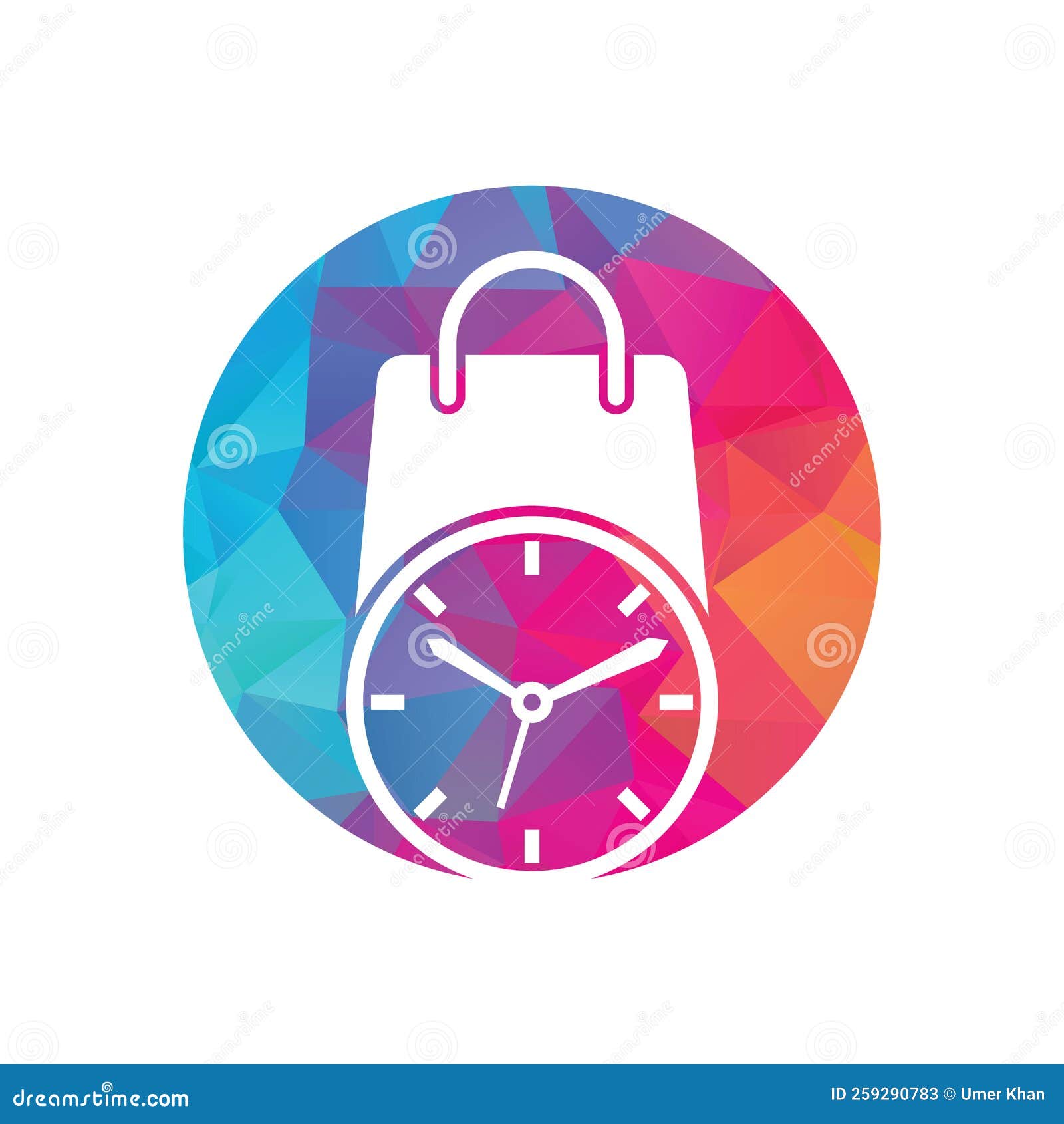 Shopping Time Vector Logo Design Icon. Stock Vector - Illustration of ...