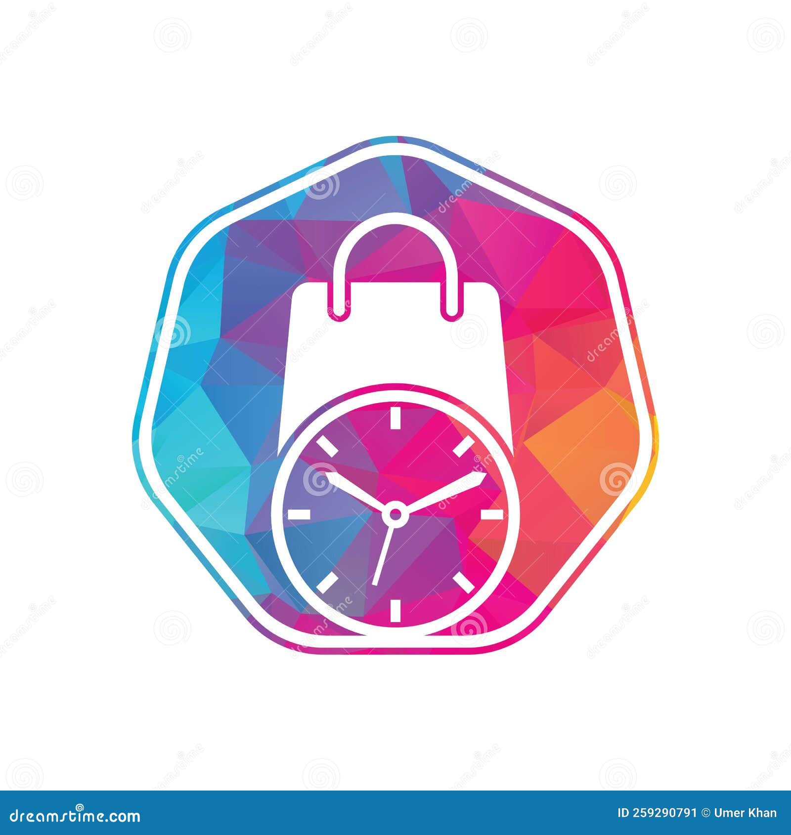 Shopping Time Vector Logo Design Icon. Stock Illustration ...