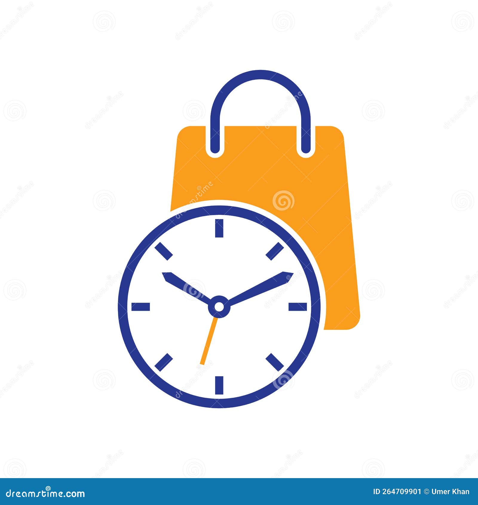 Shopping Time Vector Logo Design. Stock Vector - Illustration of clock ...