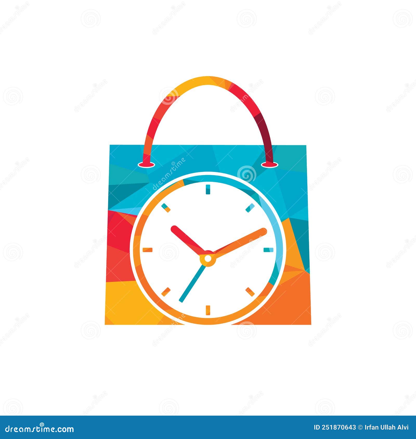 Shopping Time Vector Logo Design Template. Stock Vector - Illustration ...