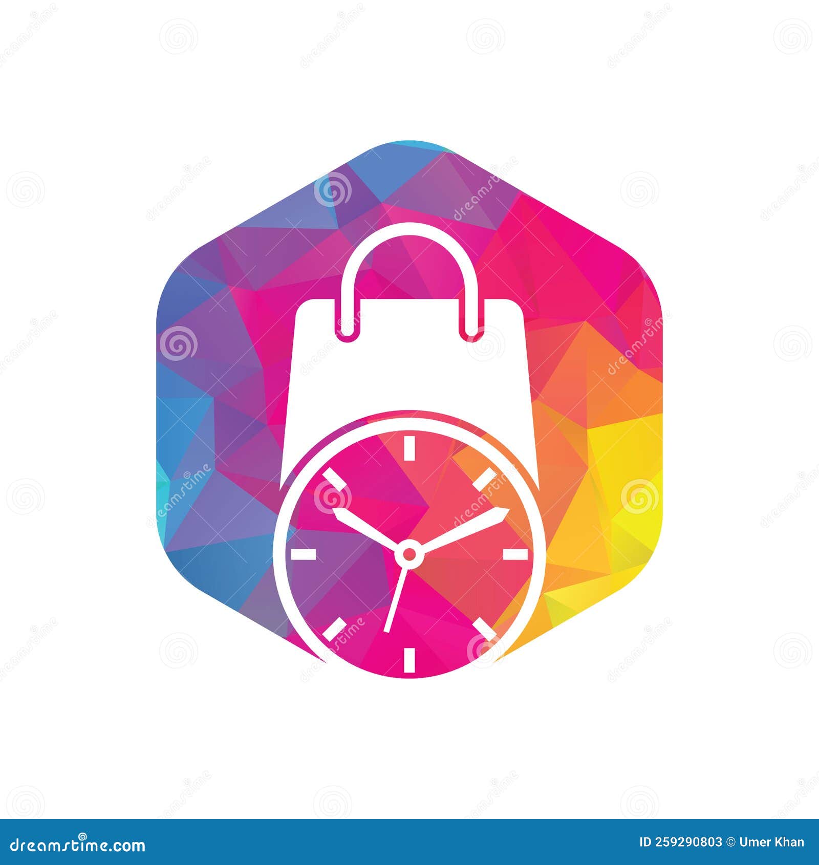 Shopping Time Vector Logo Design Icon. Stock Vector - Illustration of ...