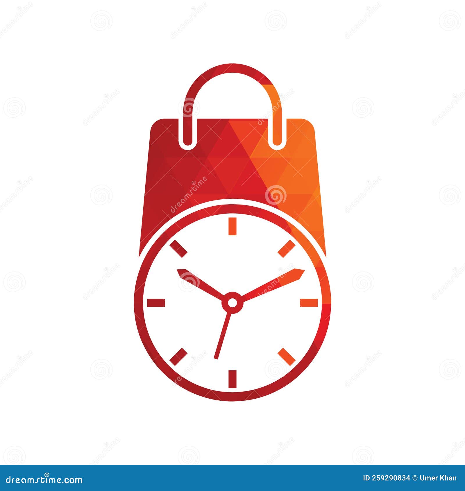 Shopping Time Vector Logo Design Icon. Stock Vector - Illustration of ...