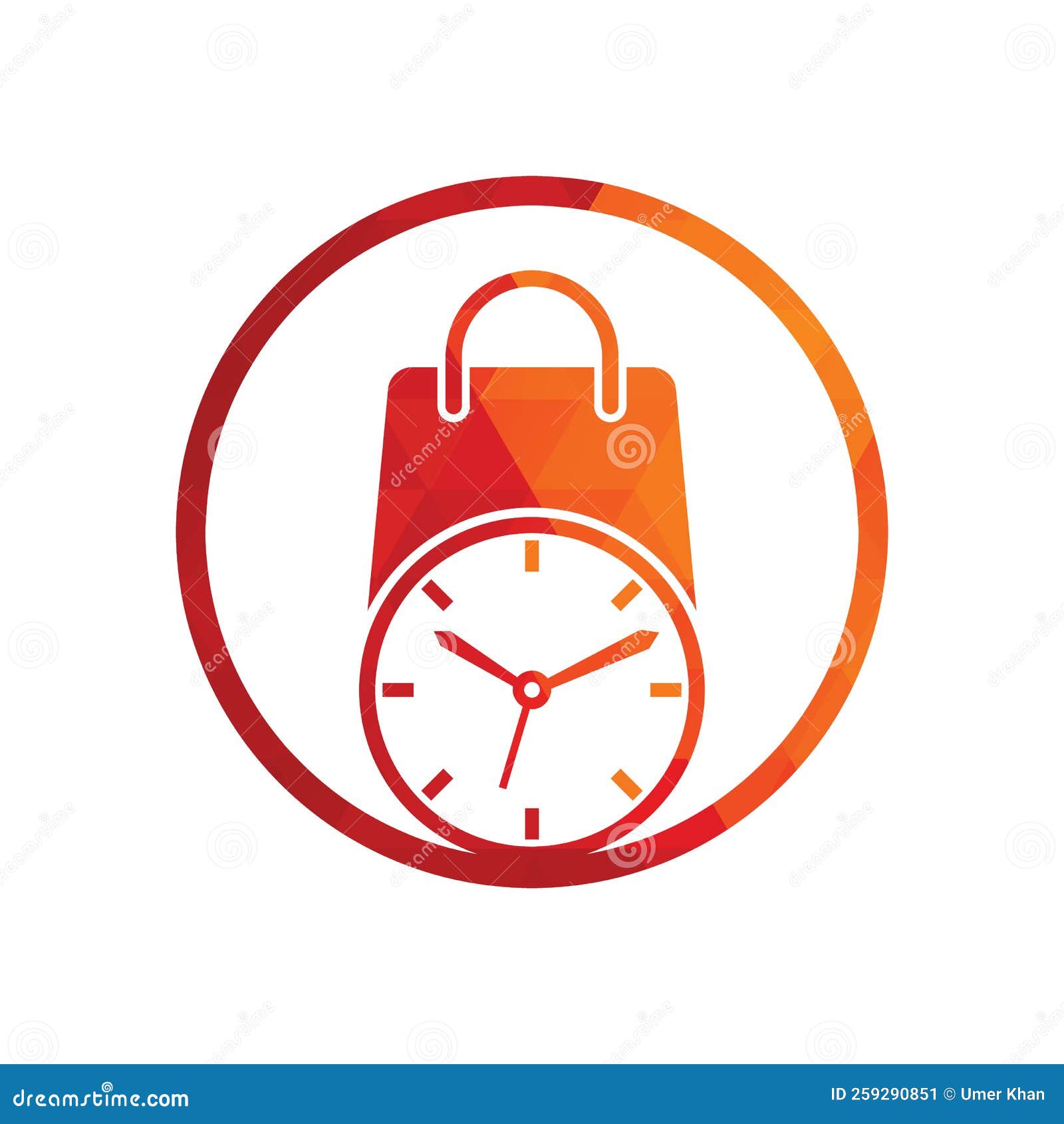 Shopping Time Vector Logo Design Icon. Stock Vector - Illustration of ...