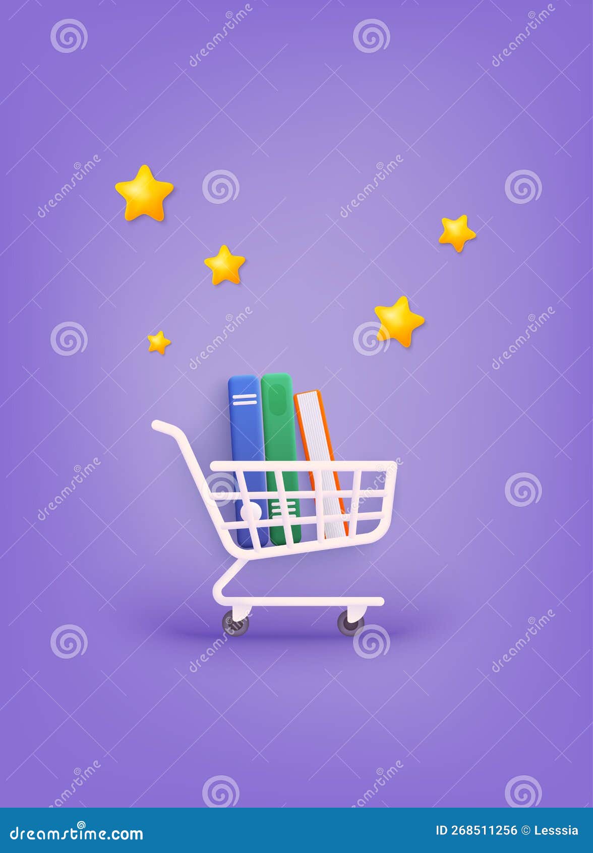 Shopping Trolley with Color Books. Shopping Cart with Books Stock ...