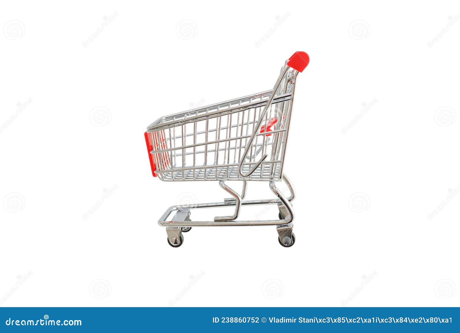 Shopping Trolley Isolated in White. Side View Stock Photo - Image of ...