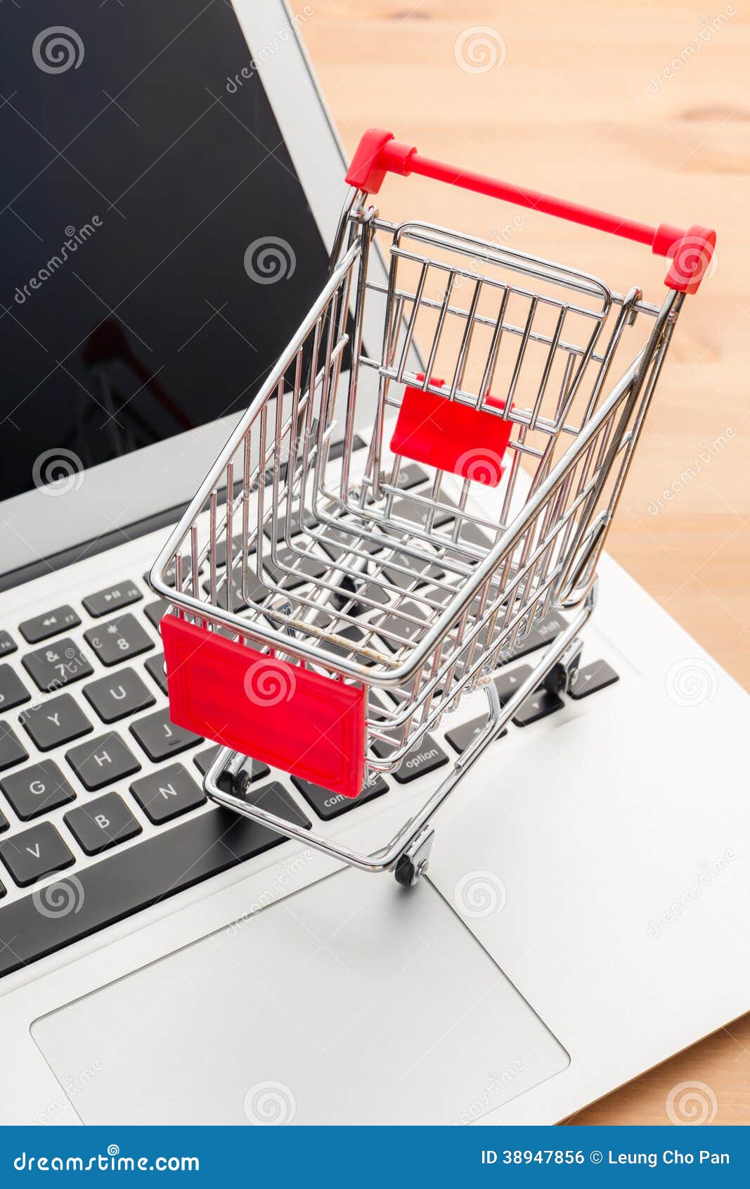 Shopping Trolley with Laptop Stock Photo - Image of internet, shopping ...