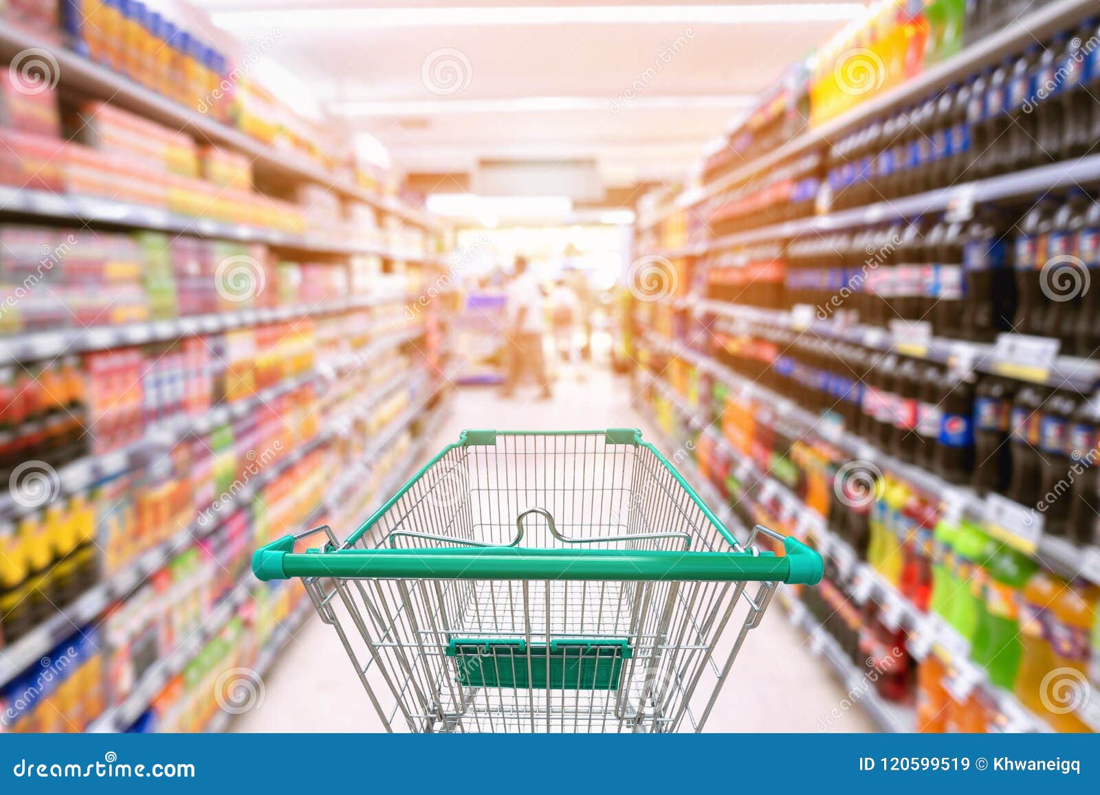 Shopping Trolley in Supermarket Store Stock Image - Image of cart ...