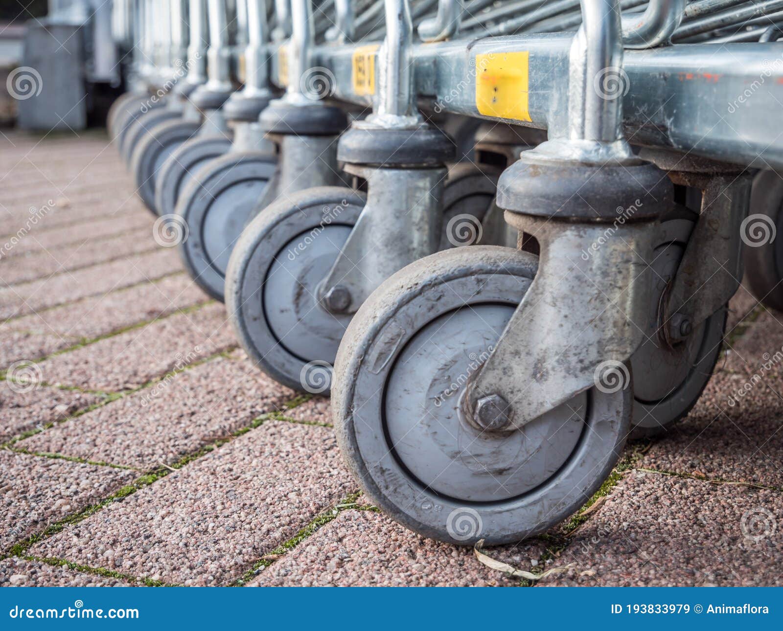 Shopping Trolley Wheels Supermarket Background Stock Photo ...