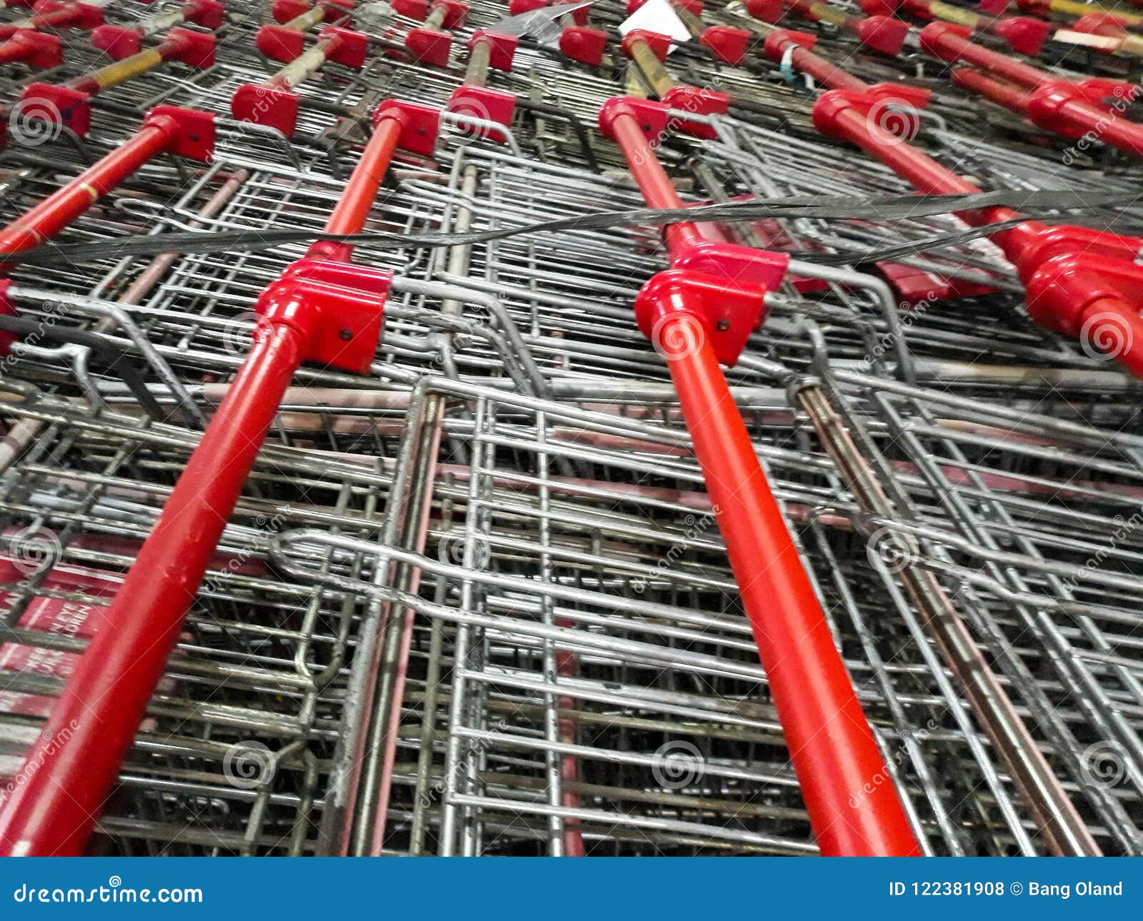 Shopping Trolleys Near the Mall in Parking Stock Photo - Image of ...