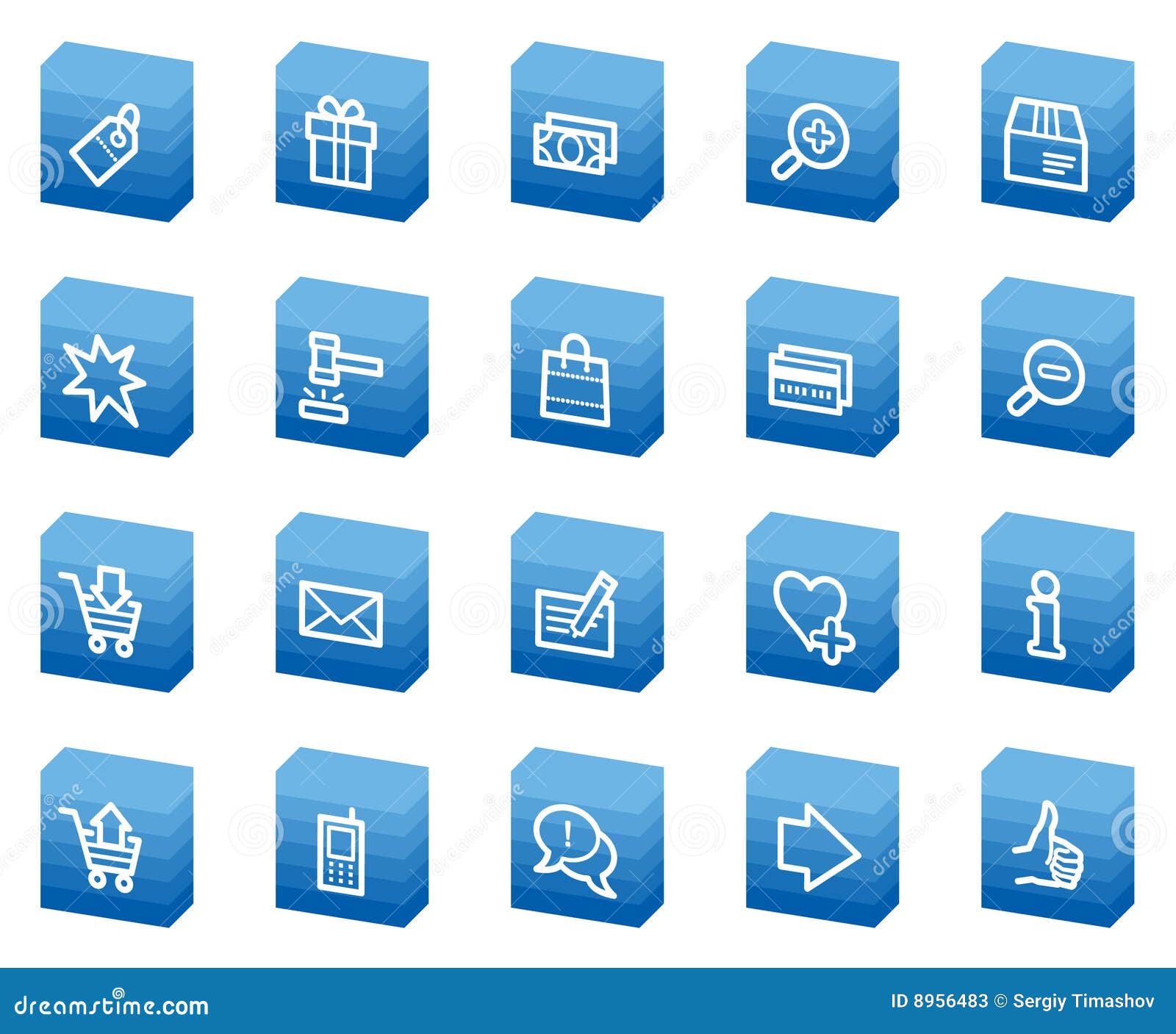 Shopping Web Icons, Blue Box Series Stock Vector - Illustration of gift ...