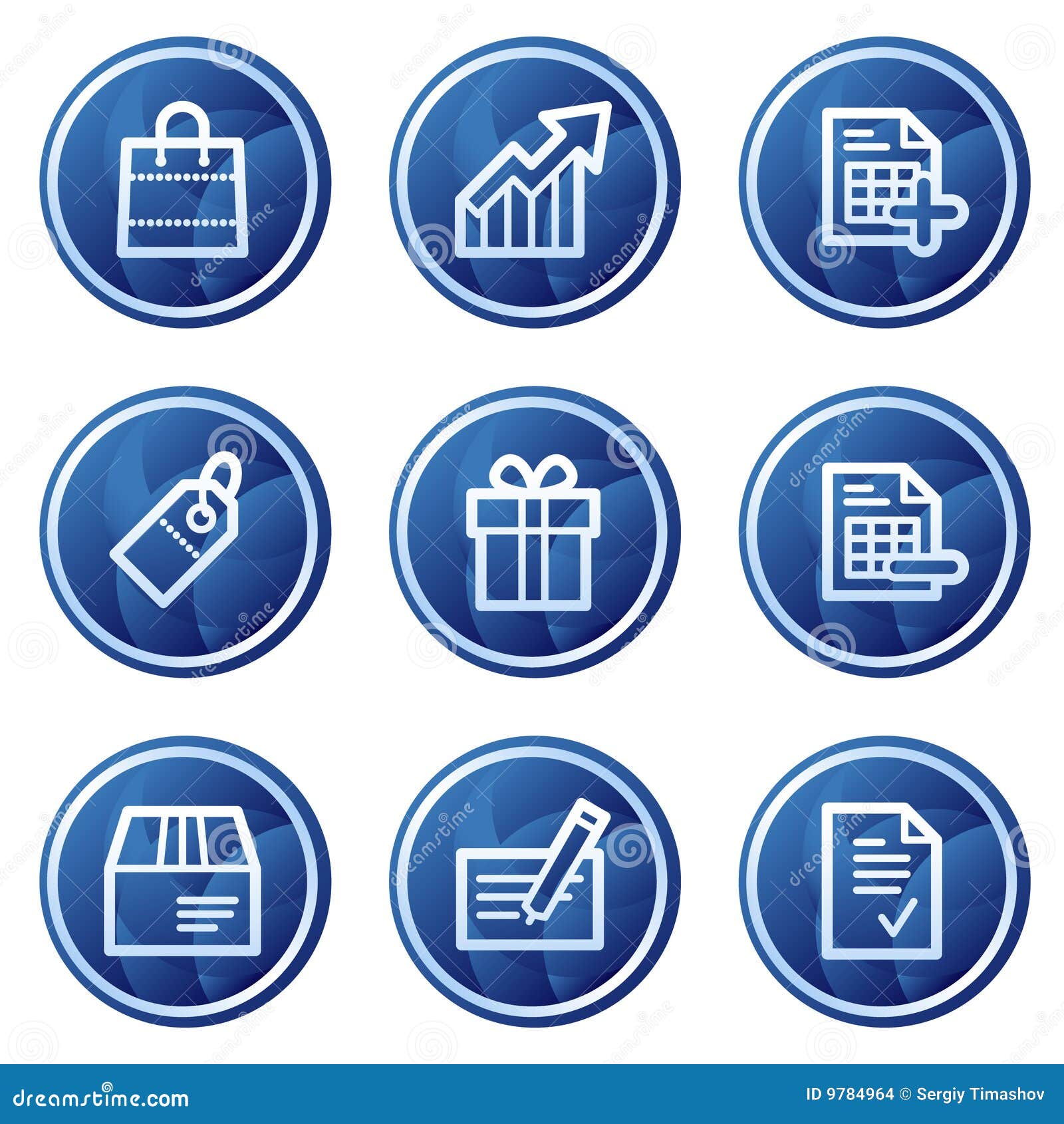 Shopping Web Icons, Blue Circle Buttons Series Stock Illustration ...