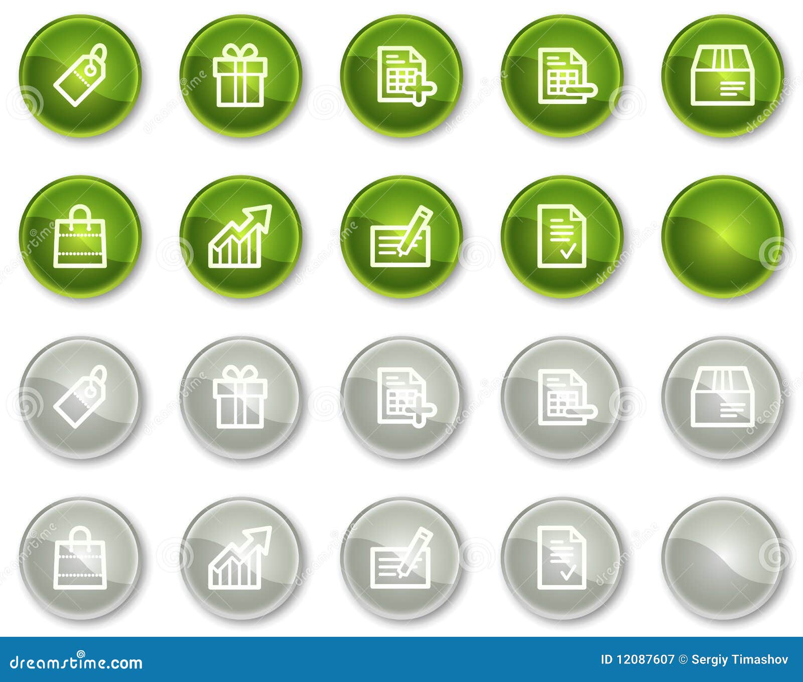 Shopping Web Icons, Green and Grey Circle Buttons Stock Vector ...