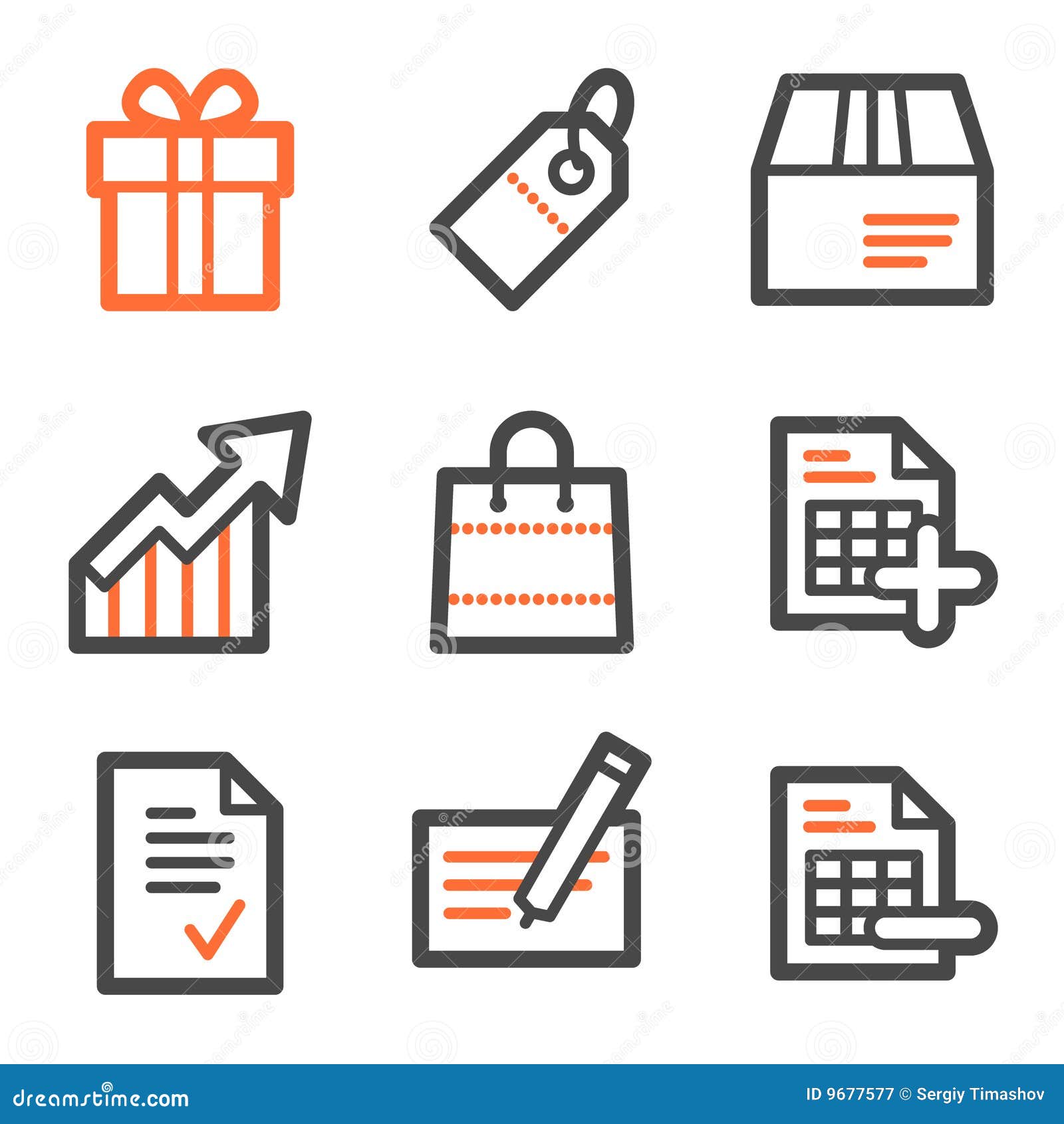 Shopping Web Icons, Orange and Gray Contour Series Stock Vector ...
