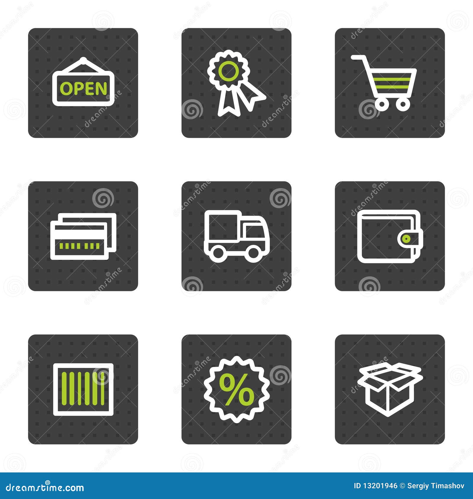 Shopping Web Icons Set 2, Grey Square Buttons Stock Vector ...