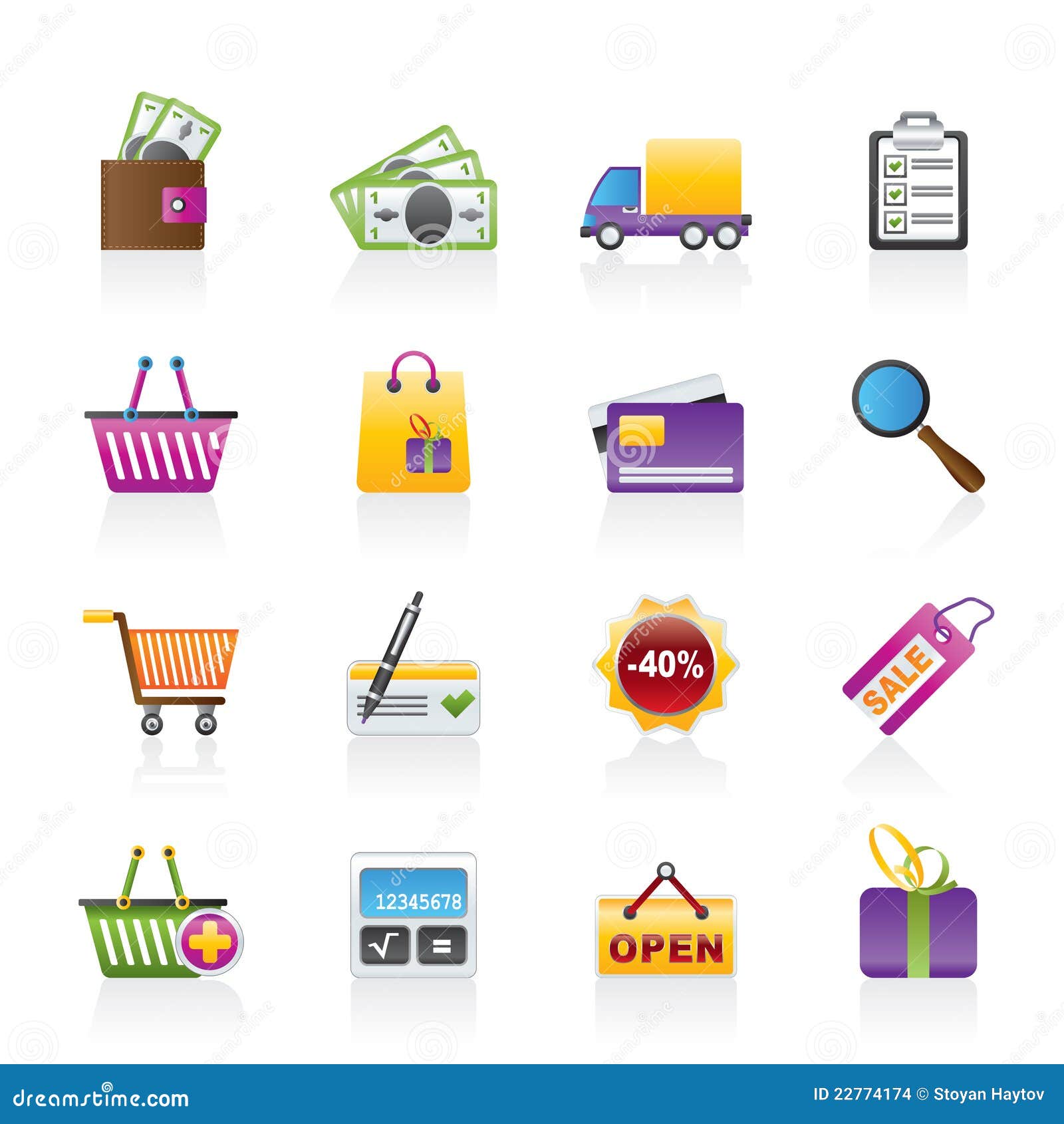Shopping and website icons stock vector. Illustration of sale - 22774174