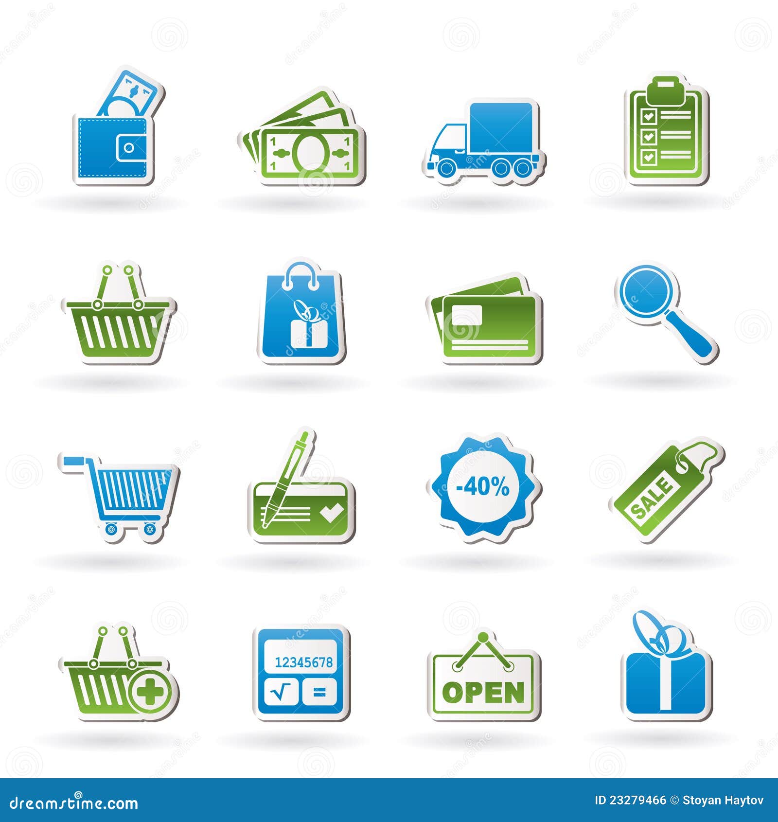 Shopping and website icons stock vector. Illustration of open - 23279466