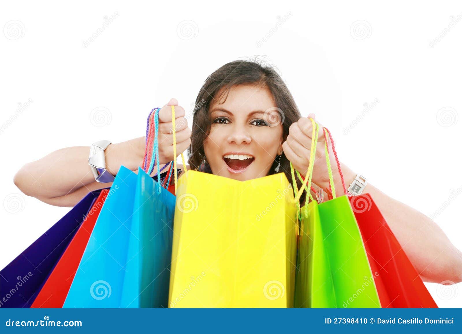 Shopping woman excited stock photo. Image of latin, joyful - 27398410