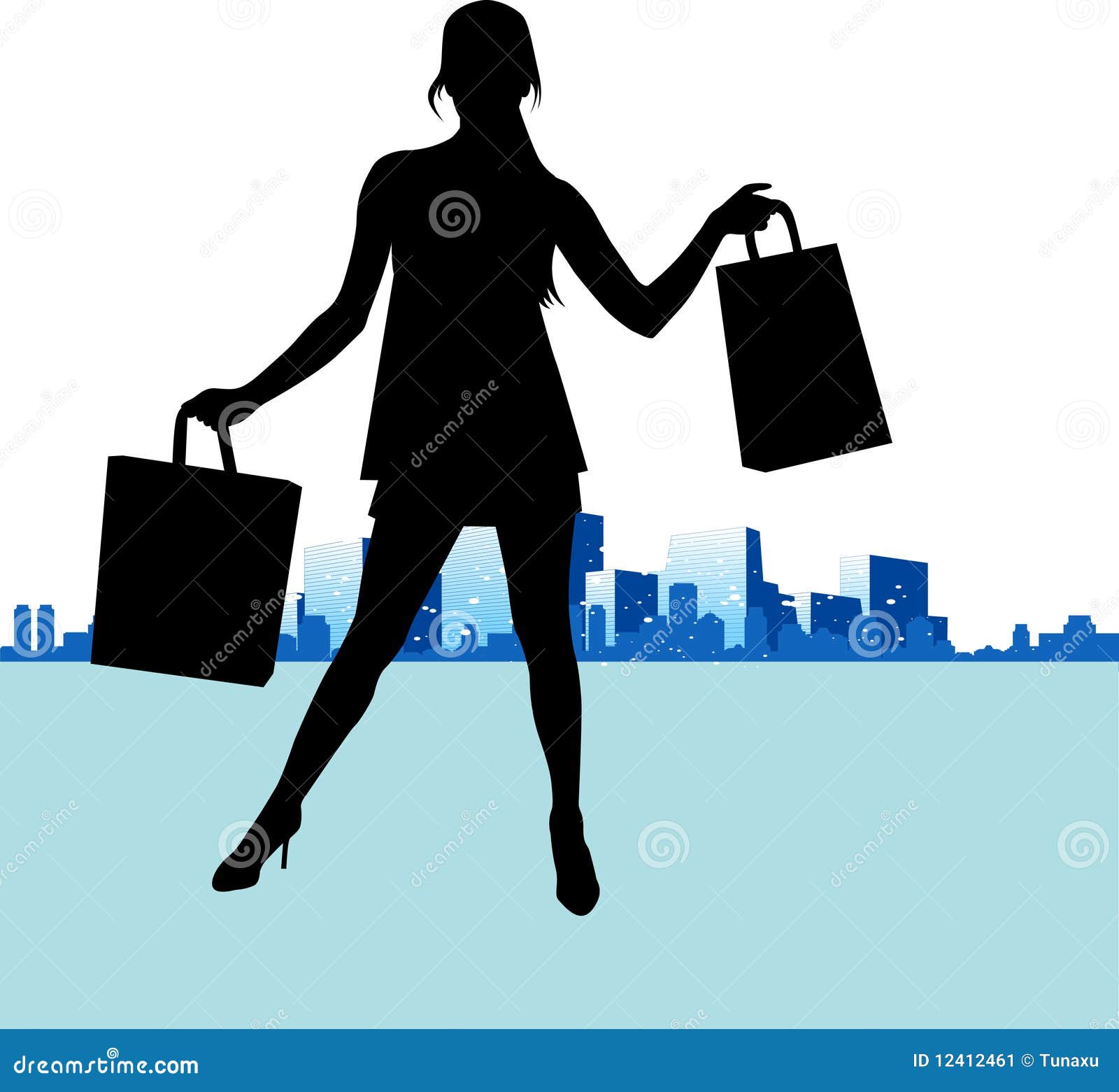 Shopping woman vector stock vector. Illustration of flakes - 12412461