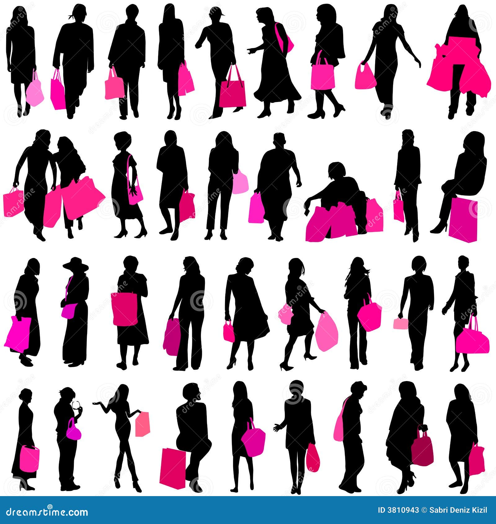 Shopping women vector stock vector. Illustration of buyer - 3810943