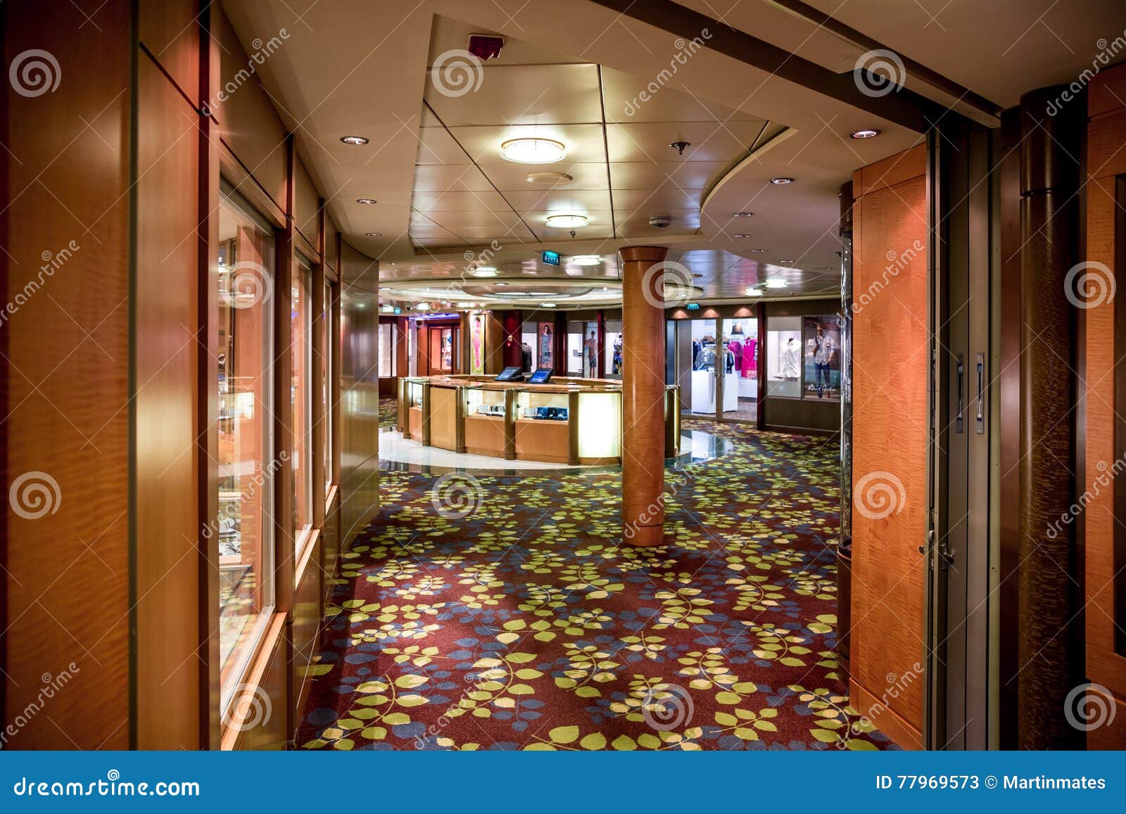 Shops Area on a Cruise Ship Editorial Stock Photo - Image of glass ...