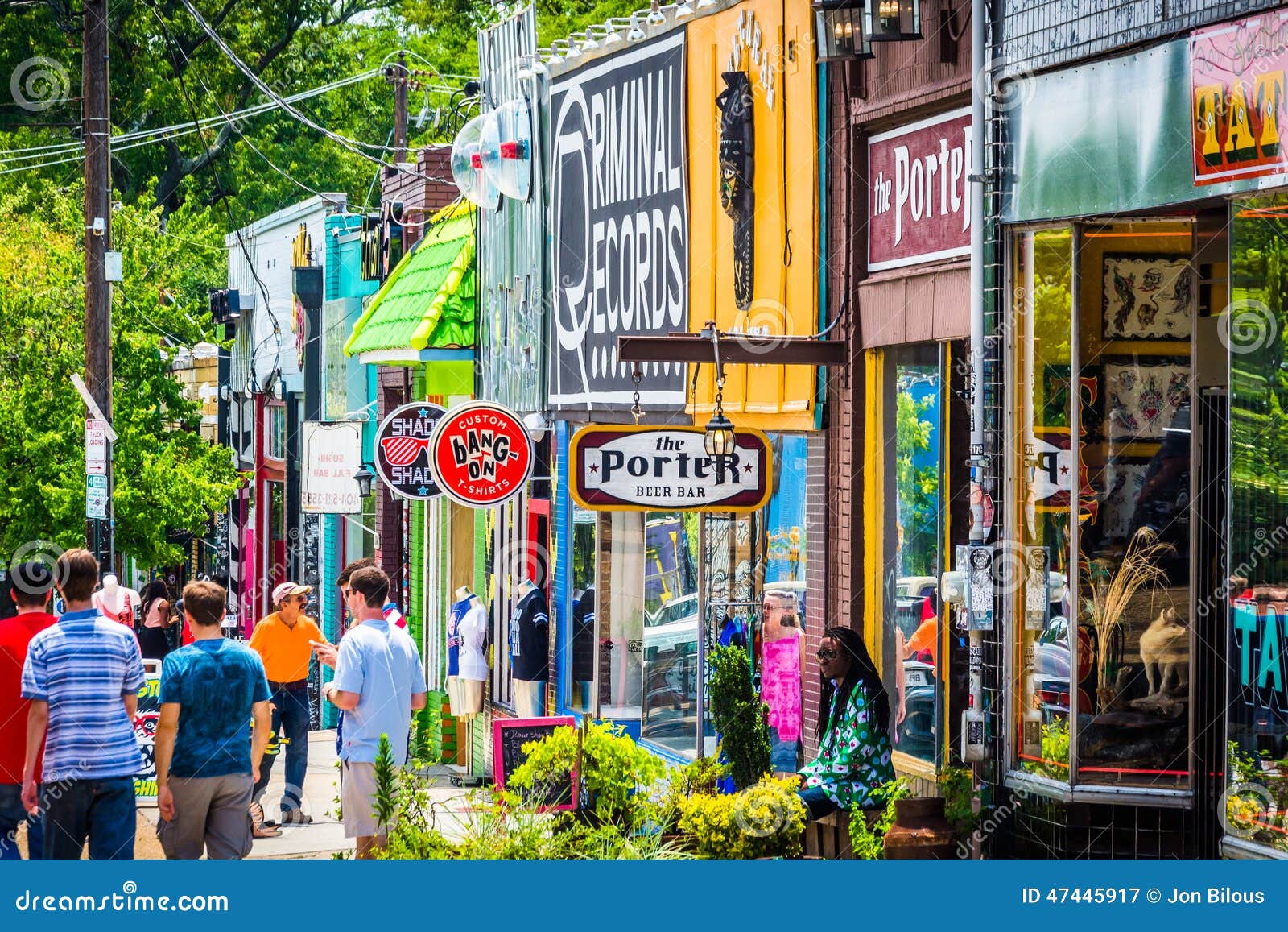 Shops and Pedestrians in Little Five Points, in Atlanta, Georgia ...