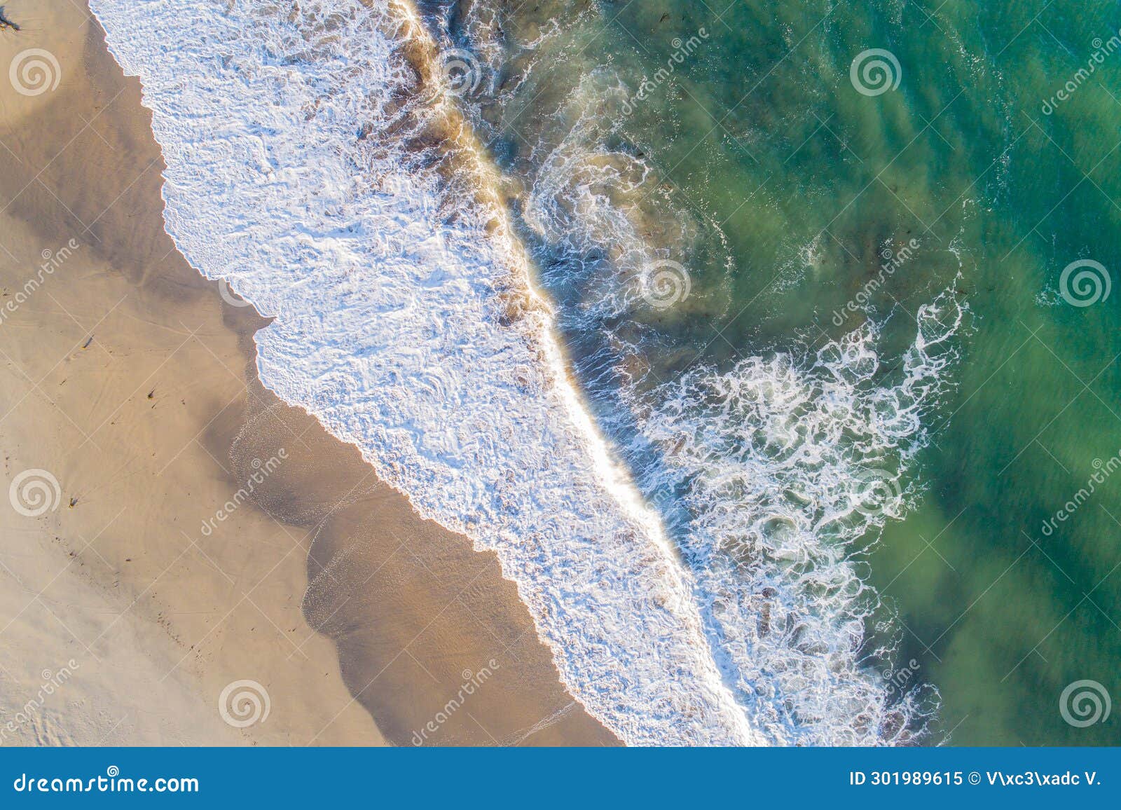 Shore of a Beach at Sunrise, Overhead View with Drone Stock Image ...
