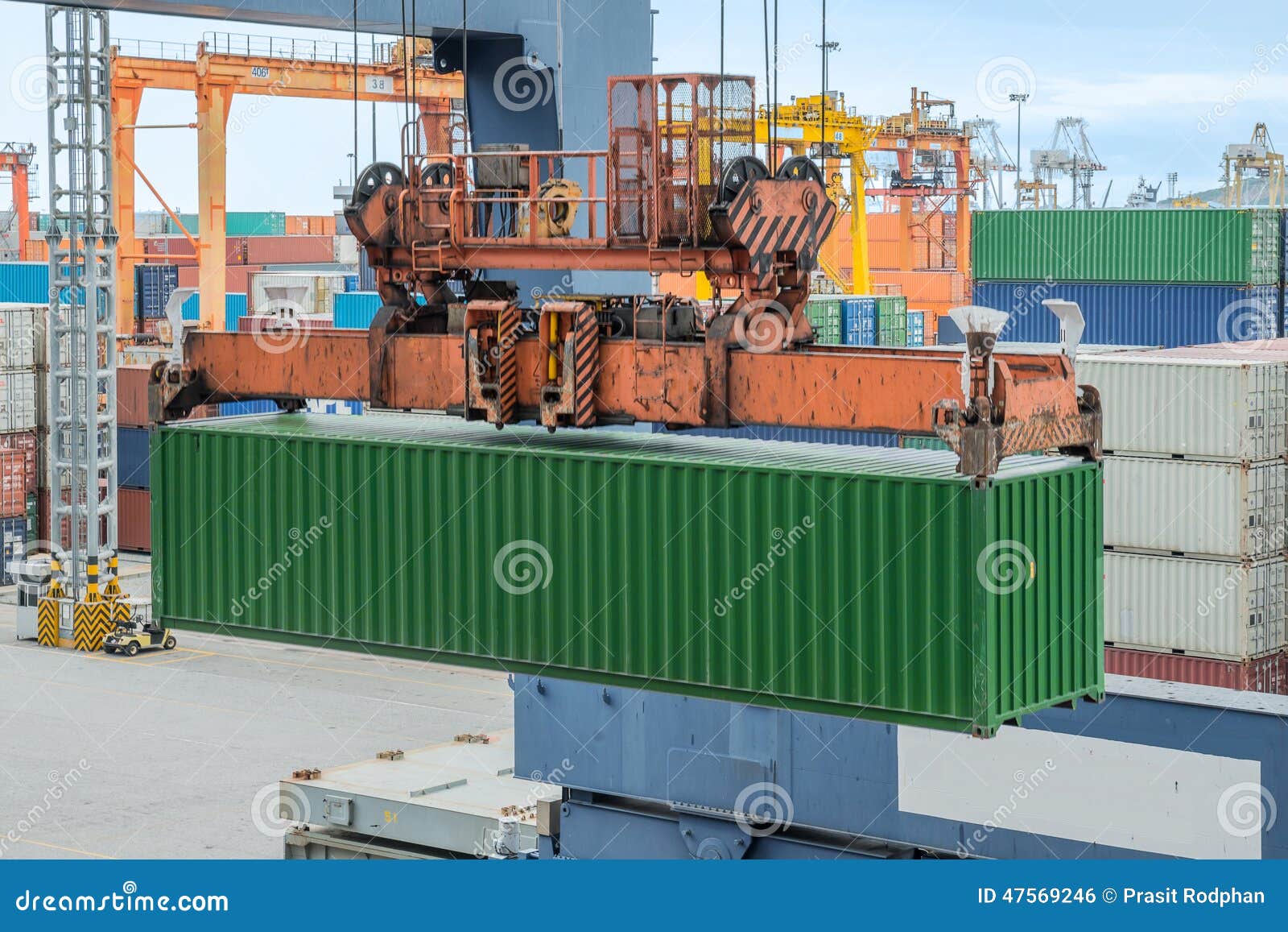 Shore Crane Loading Containers in Freight Ship (selective Focus) Stock ...