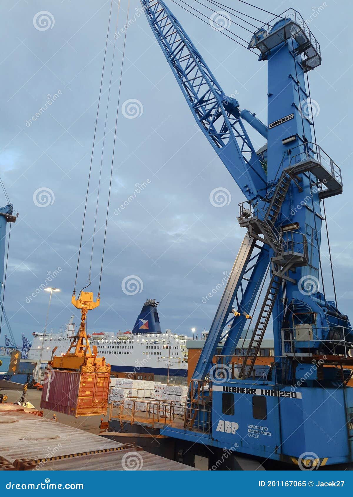 Shore Crane Loading Containers in Freight Ship Editorial Image - Image ...