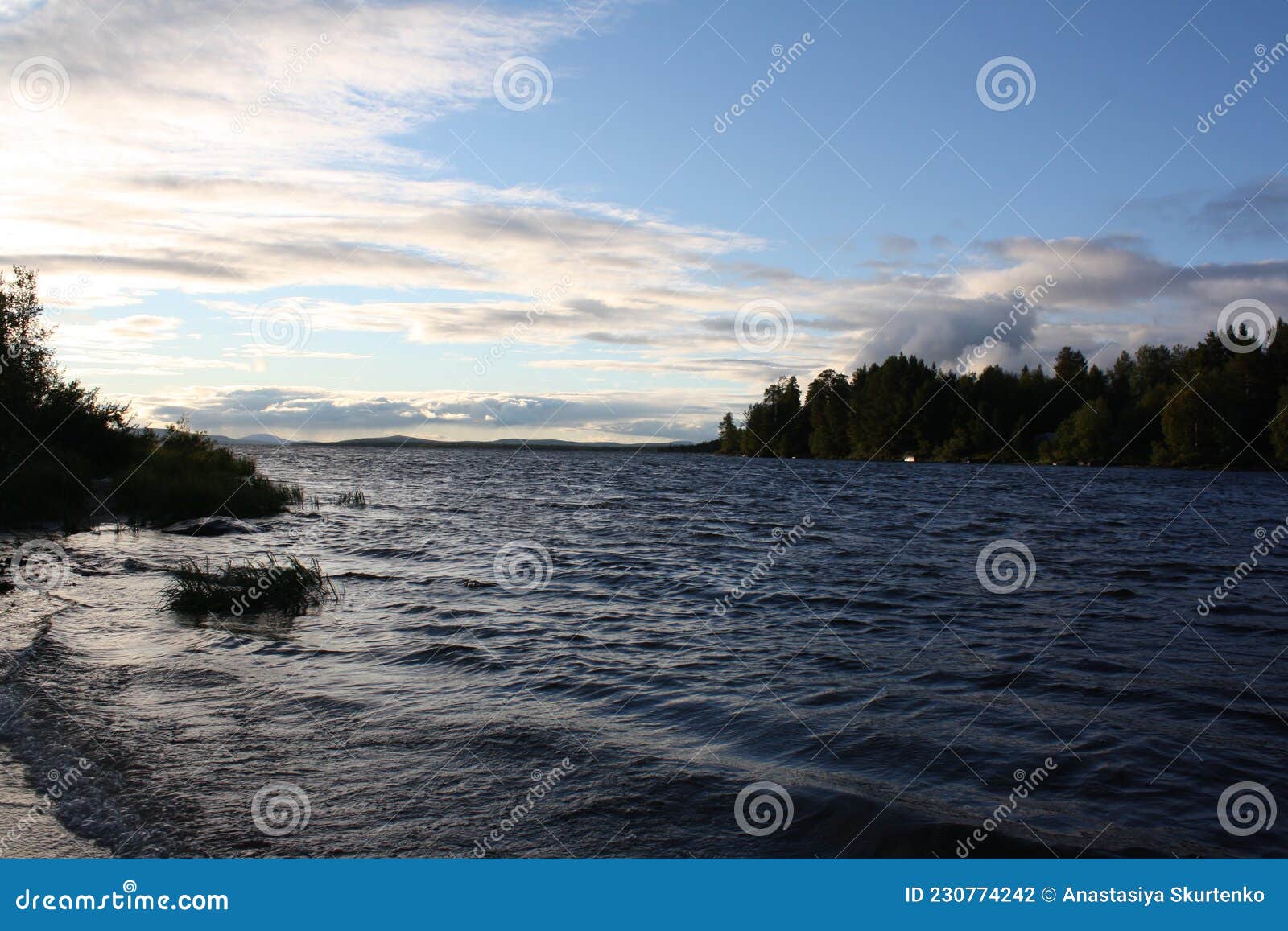 A Shore of the Huge Imandra Lake Stock Photo - Image of mountain, tree ...