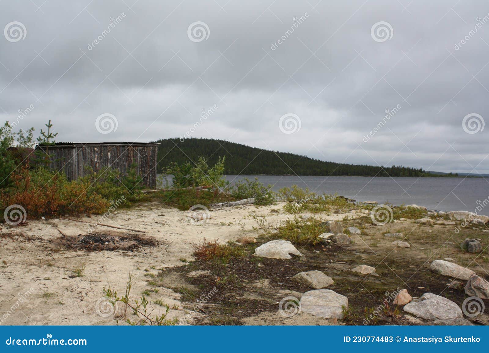 A Shore of the Huge Imandra Lake Stock Image - Image of moss, water ...