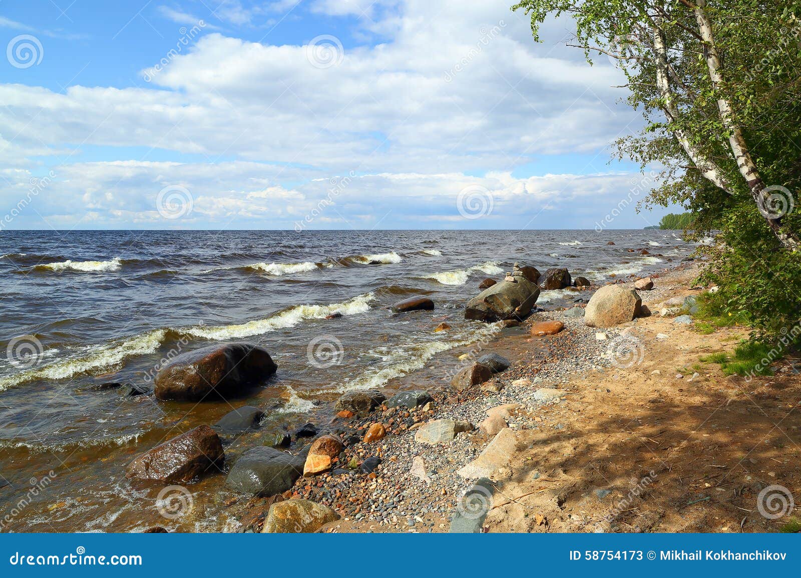 Shore of Lake Onega stock image. Image of lake, nature - 58754173