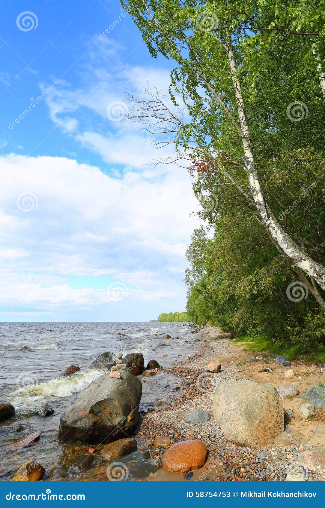Shore of Lake Onega stock image. Image of republic, coast - 58754753